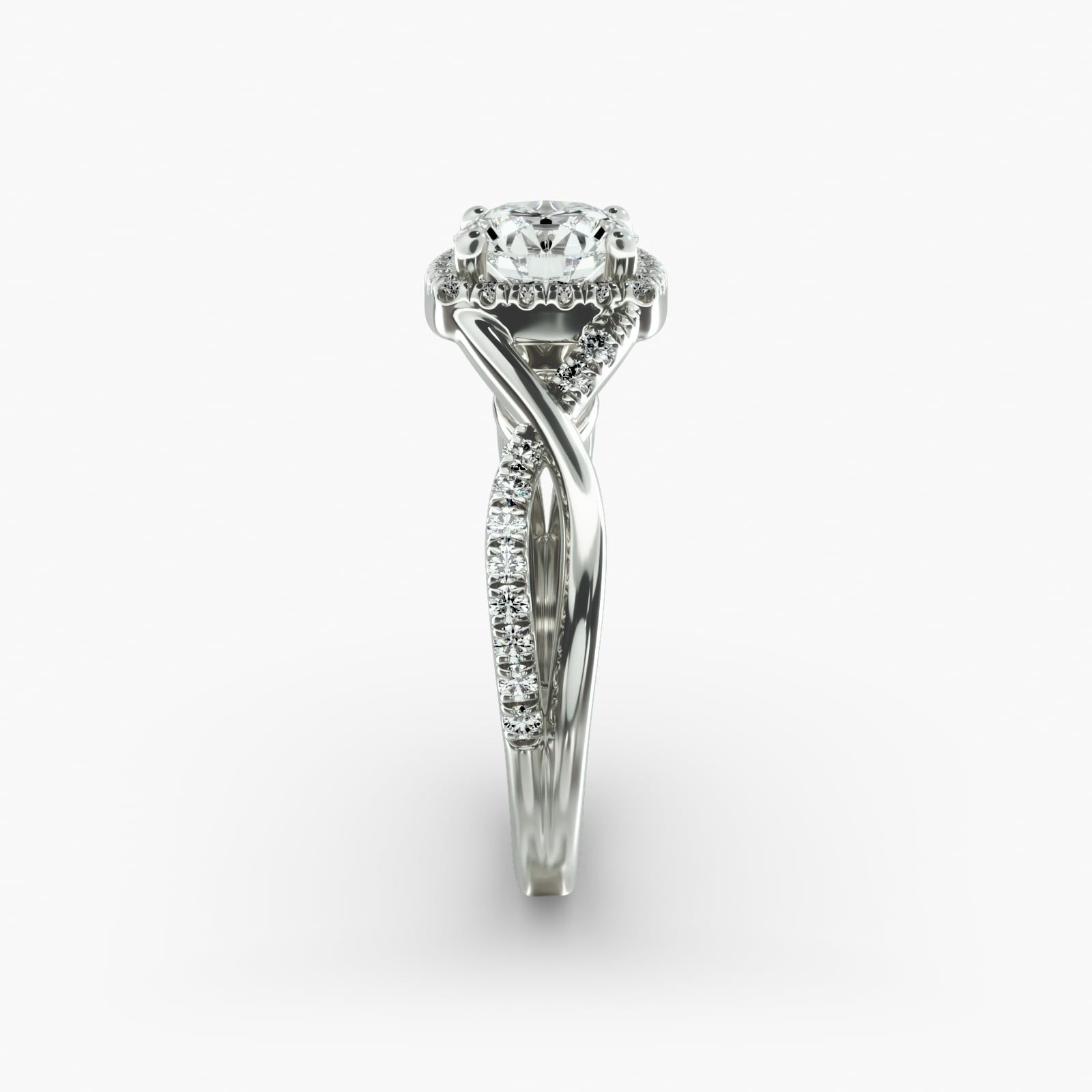 18K White Gold Infinity Halo Engagement Ring-17538w
