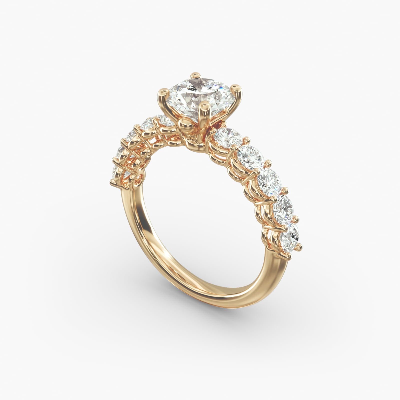 Classic 10 Diamond Prong Set .90ctw Engagement Ring in 14K Yellow Gold 2.20mm Width Band Setting Price