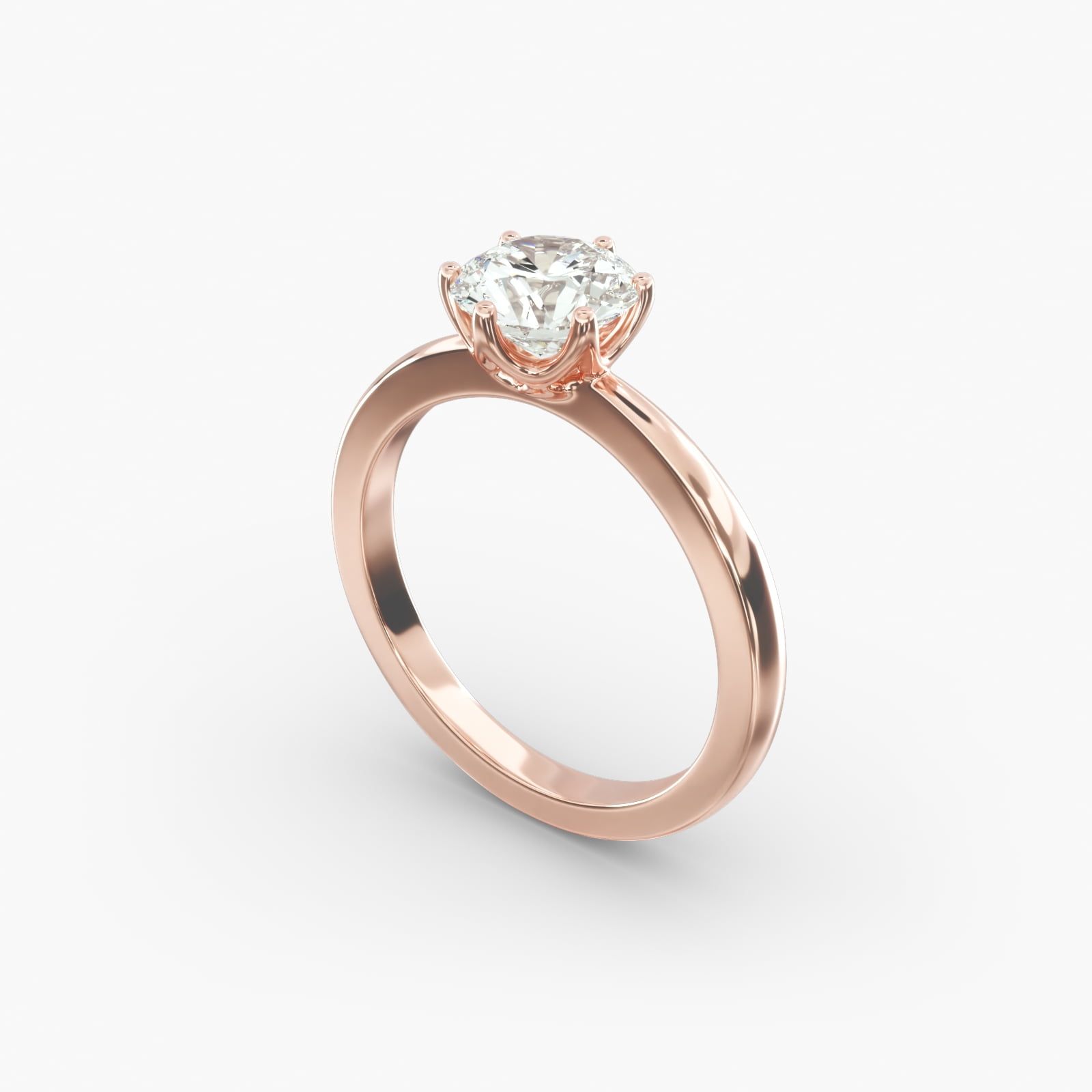14K Rose Gold Crown Diamond Engagement Ring-17564r14