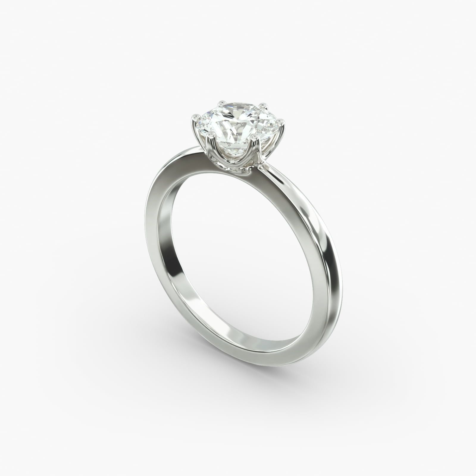 Sleek Crown Basket Solitaire Engagement Ring in Platinum 1.50mm Width Band Setting Price