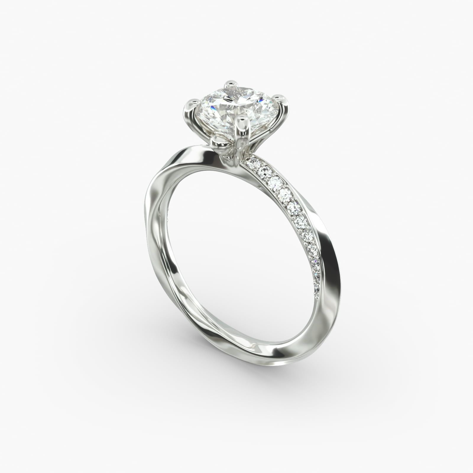 Platinum Helix Pavé Engagement Ring-17570p