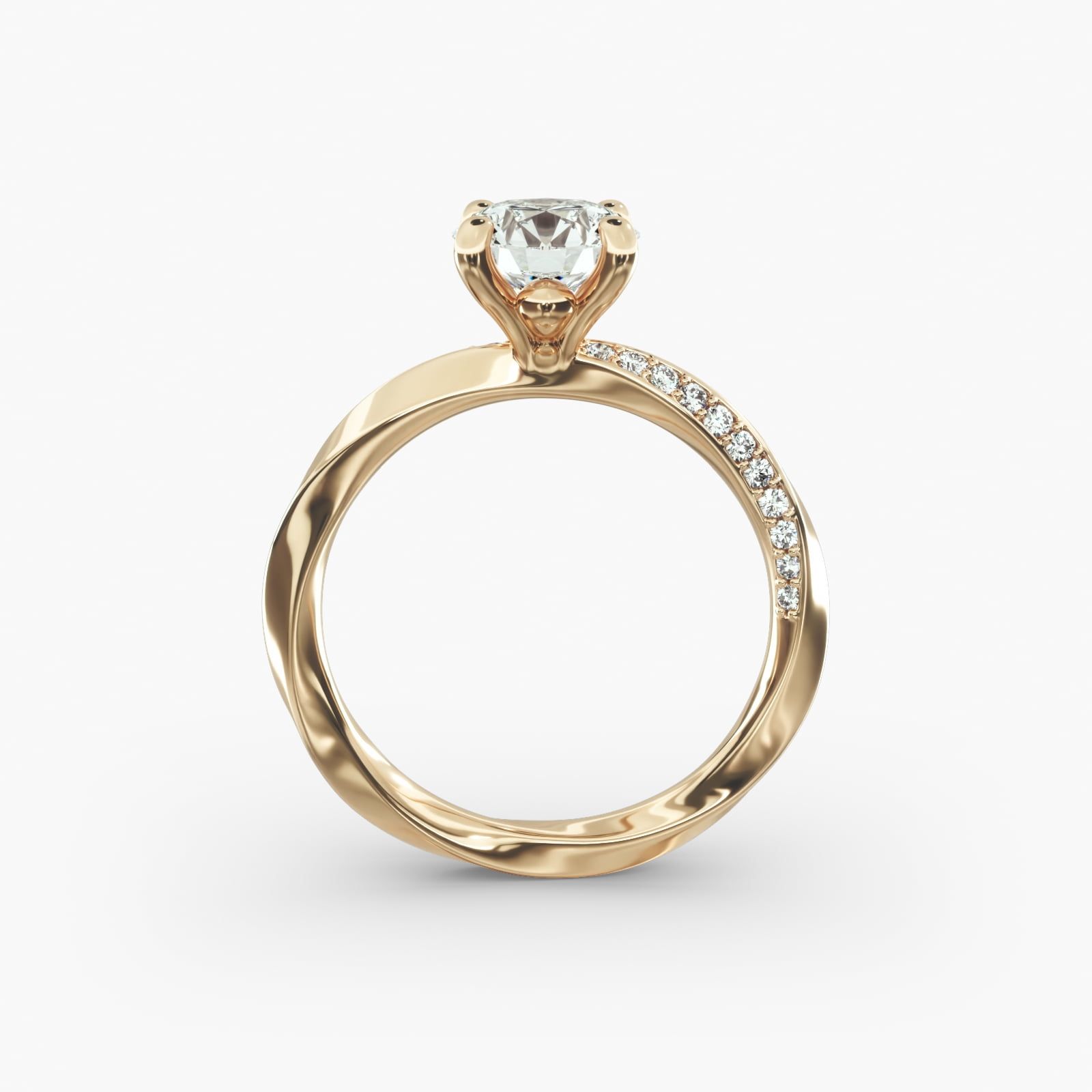 14K Yellow Gold Helix Pavé Engagement Ring-17570y14