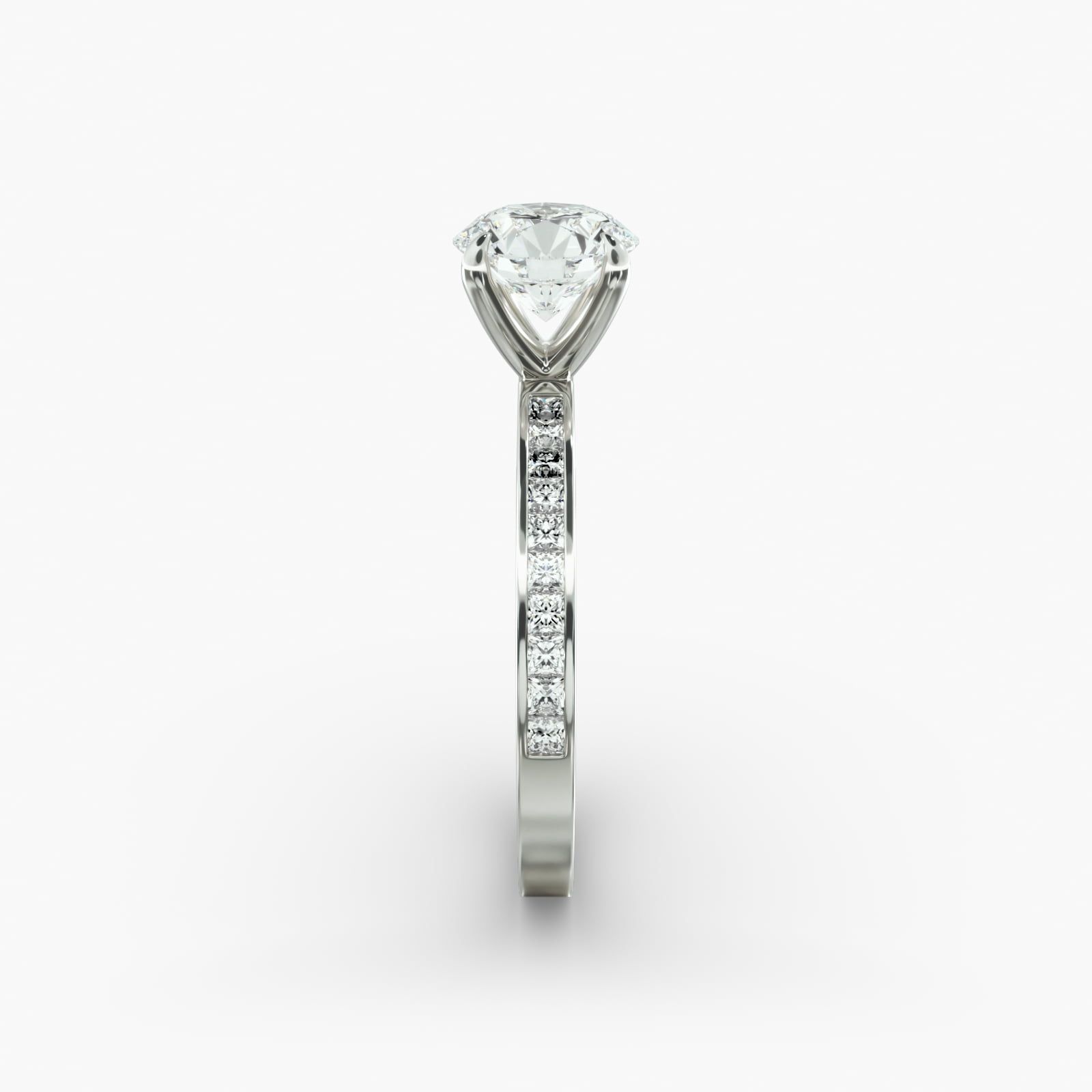 Platinum Channel Set Princess Cut Diamond Engagement Ring-17650p