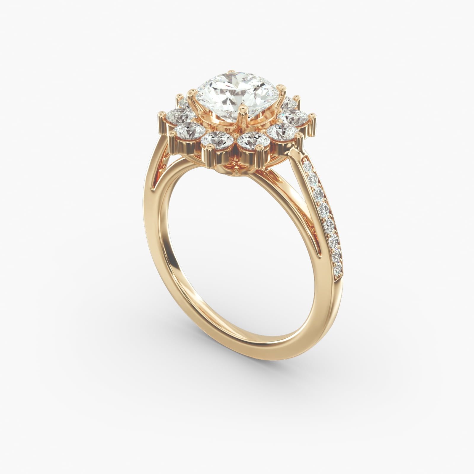 14K Yellow Gold Cathedral Star Engagement Ring-17721y14