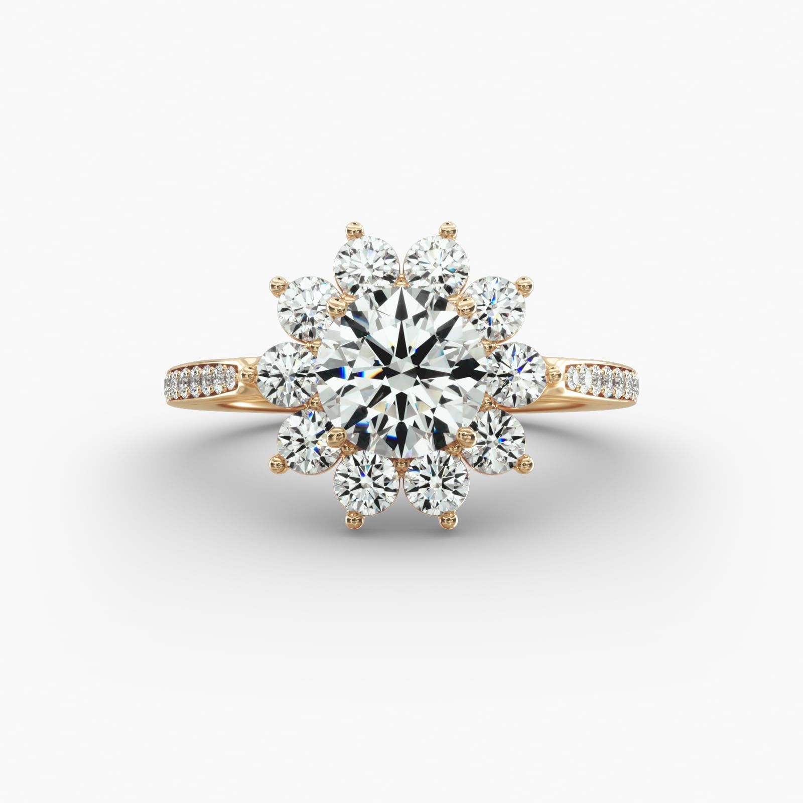 14K Yellow Gold Cathedral Star Engagement Ring-17721y14