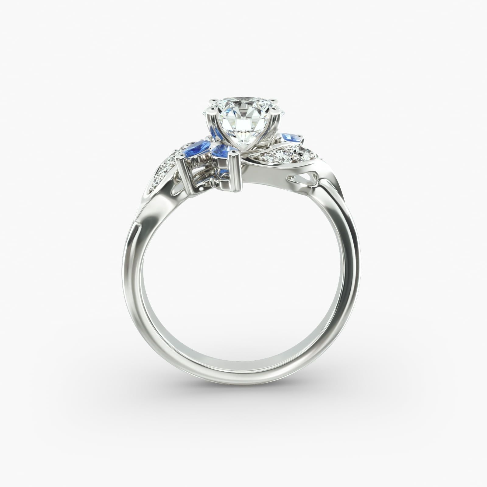 18K White Gold Bird of Paradise Engagement Ring-17723w