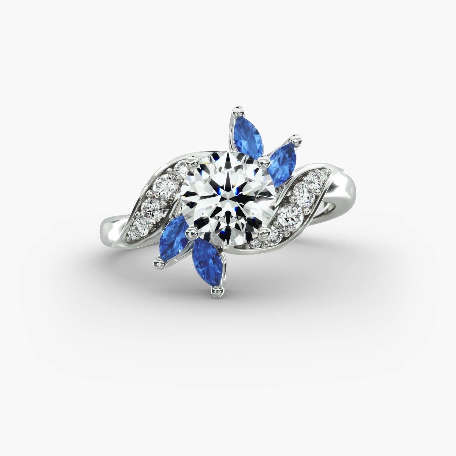 Platinum Bird of Paradise Engagement Ring-17723p