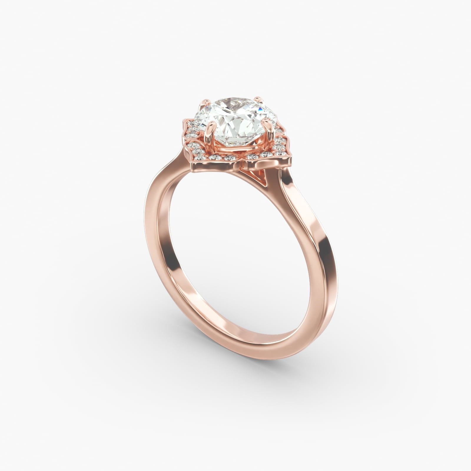 14K Rose Gold Magnolia Engagement Ring-17726r14