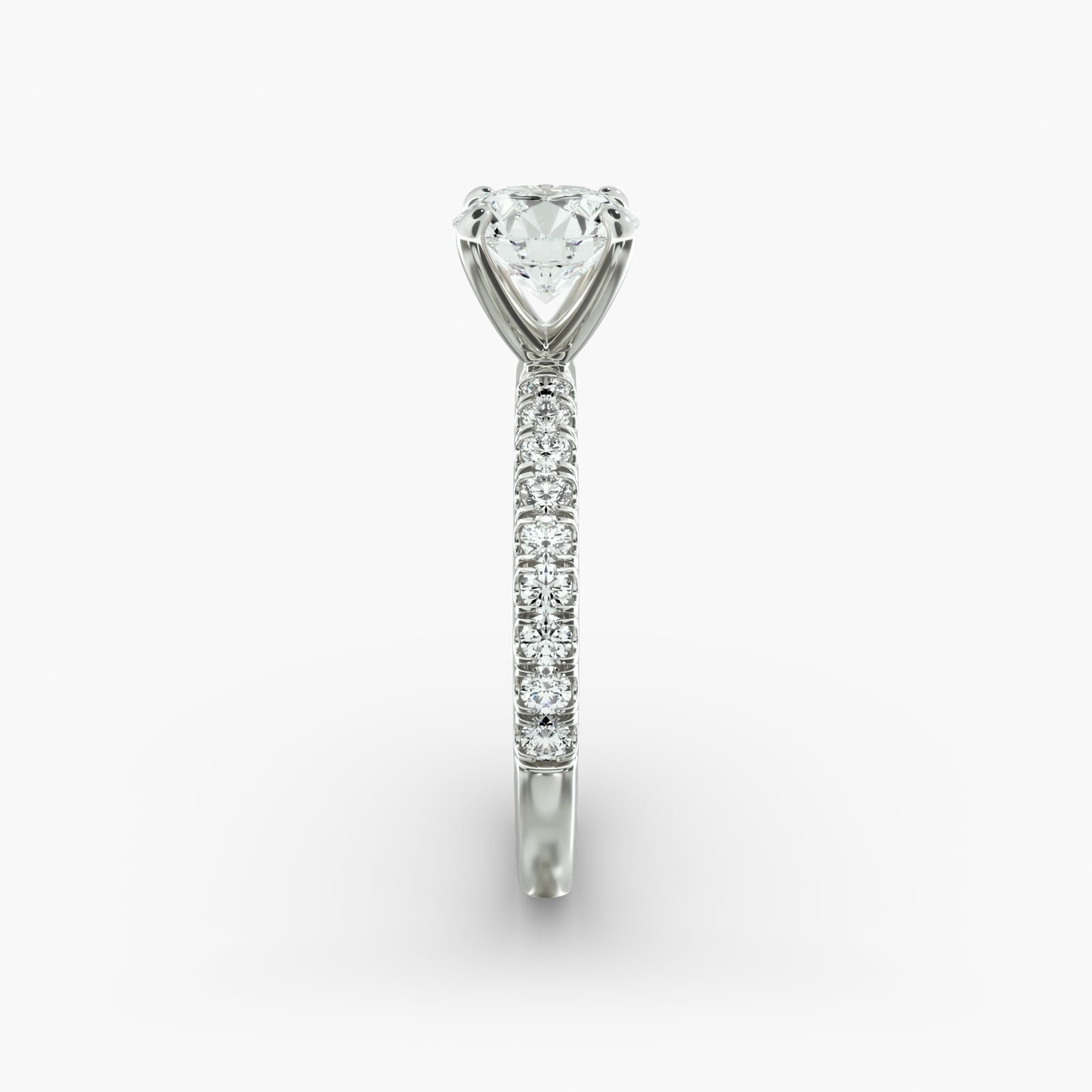 14K White Gold Single Row Pavé Engagement Ring-17773w14