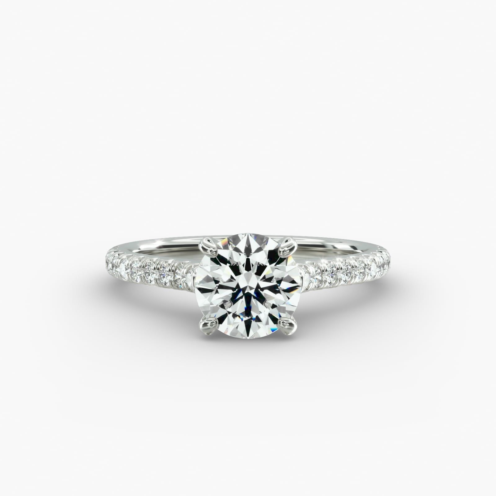 Platinum Split Prong Cathedral Engagement Ring-17774p