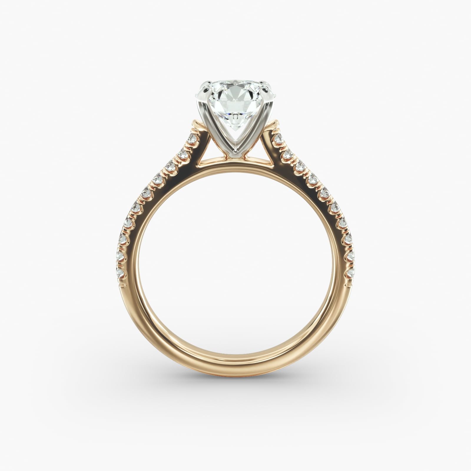 18K Yellow Gold Split Prong Cathedral Engagement Ring-17774y