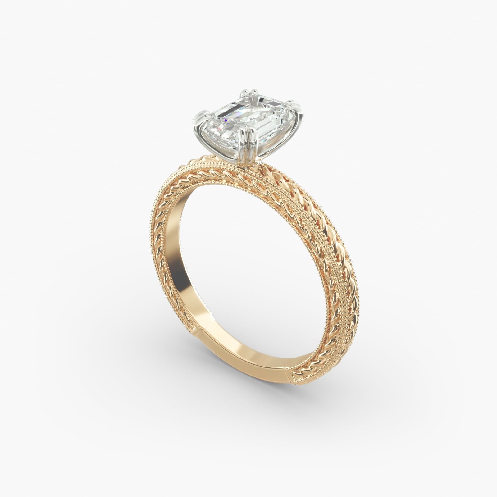 GIA 0.90 Carat I-VS1 Emerald Cut Diamond Etched Rope Solitaire ...