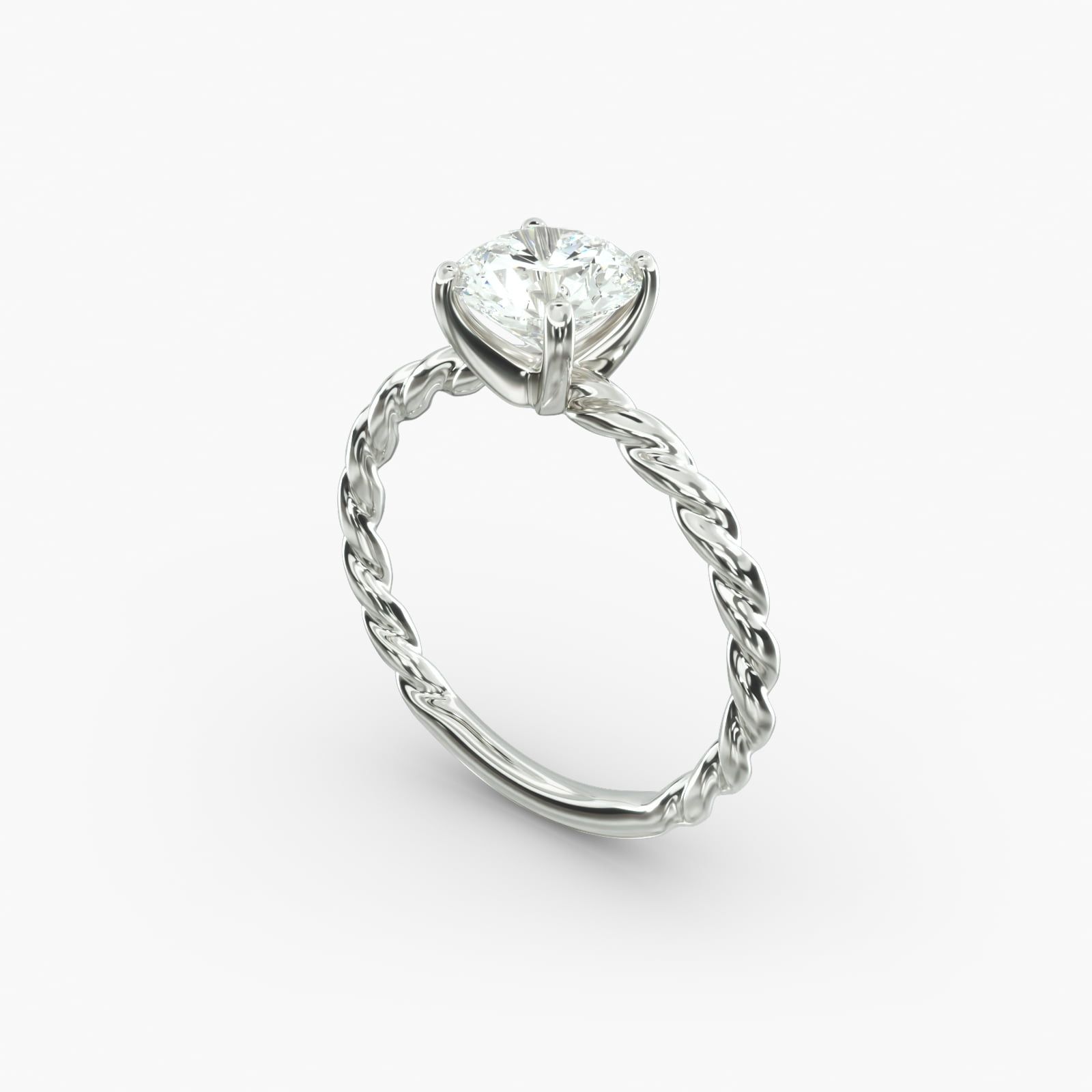 Twisted Cable Solitaire Engagement Ring in 14K White Gold 2.00mm Width Band Setting Price