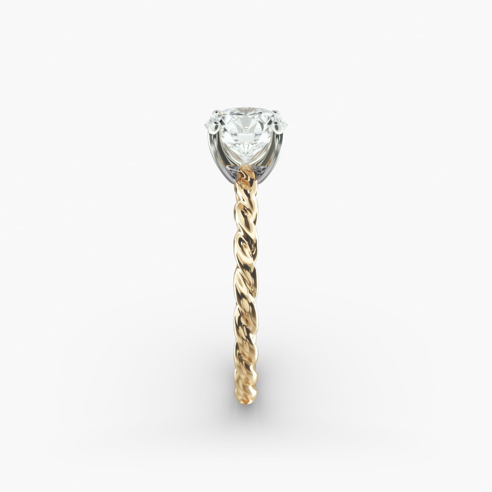 18K Yellow Gold Cable Solitaire Engagement Ring-17970y