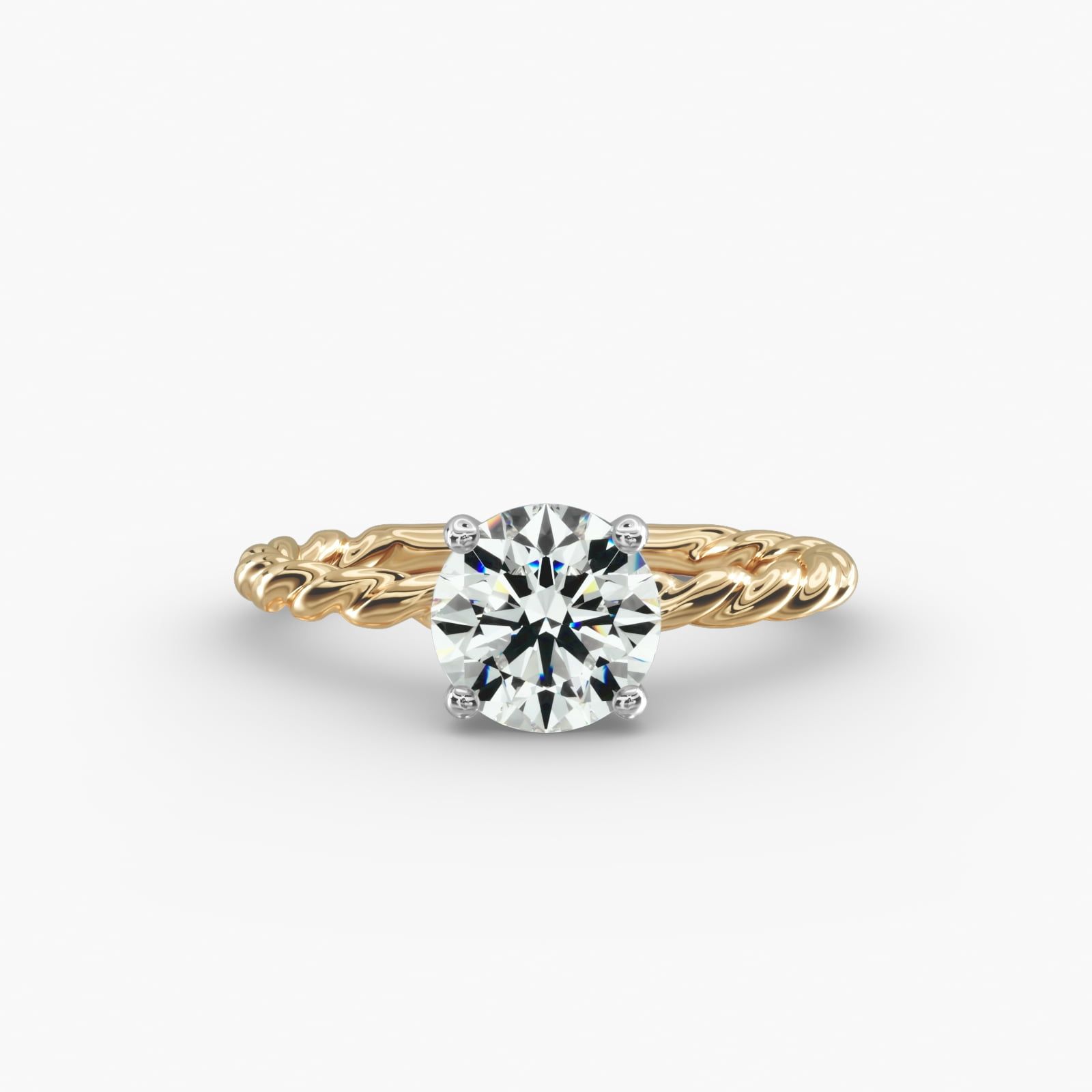 18K Yellow Gold Cable Solitaire Engagement Ring-17970y