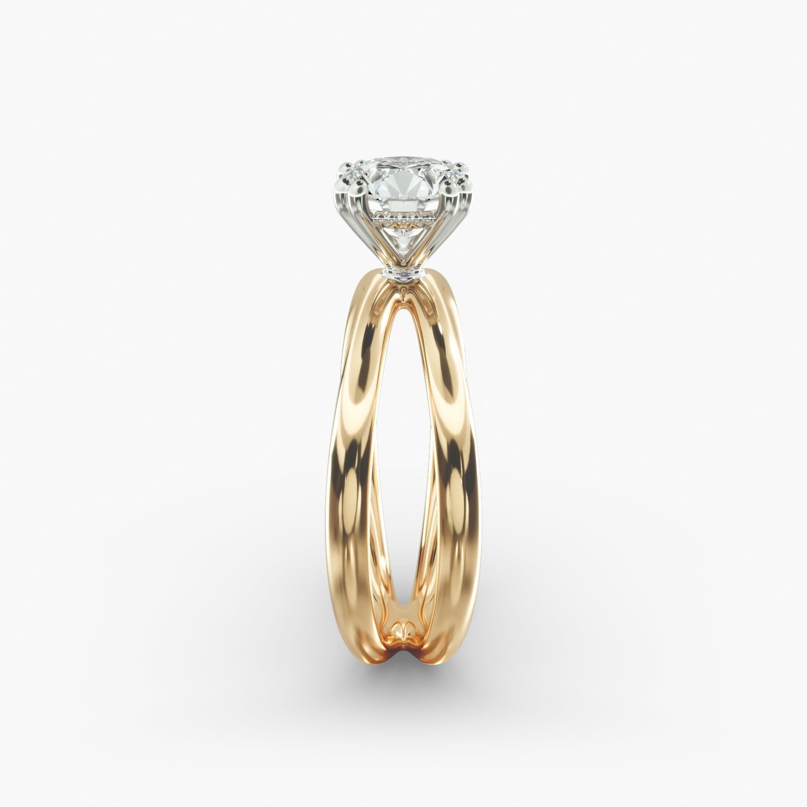 14K Yellow Gold Criss Cross Diamond Solitaire-17975y14