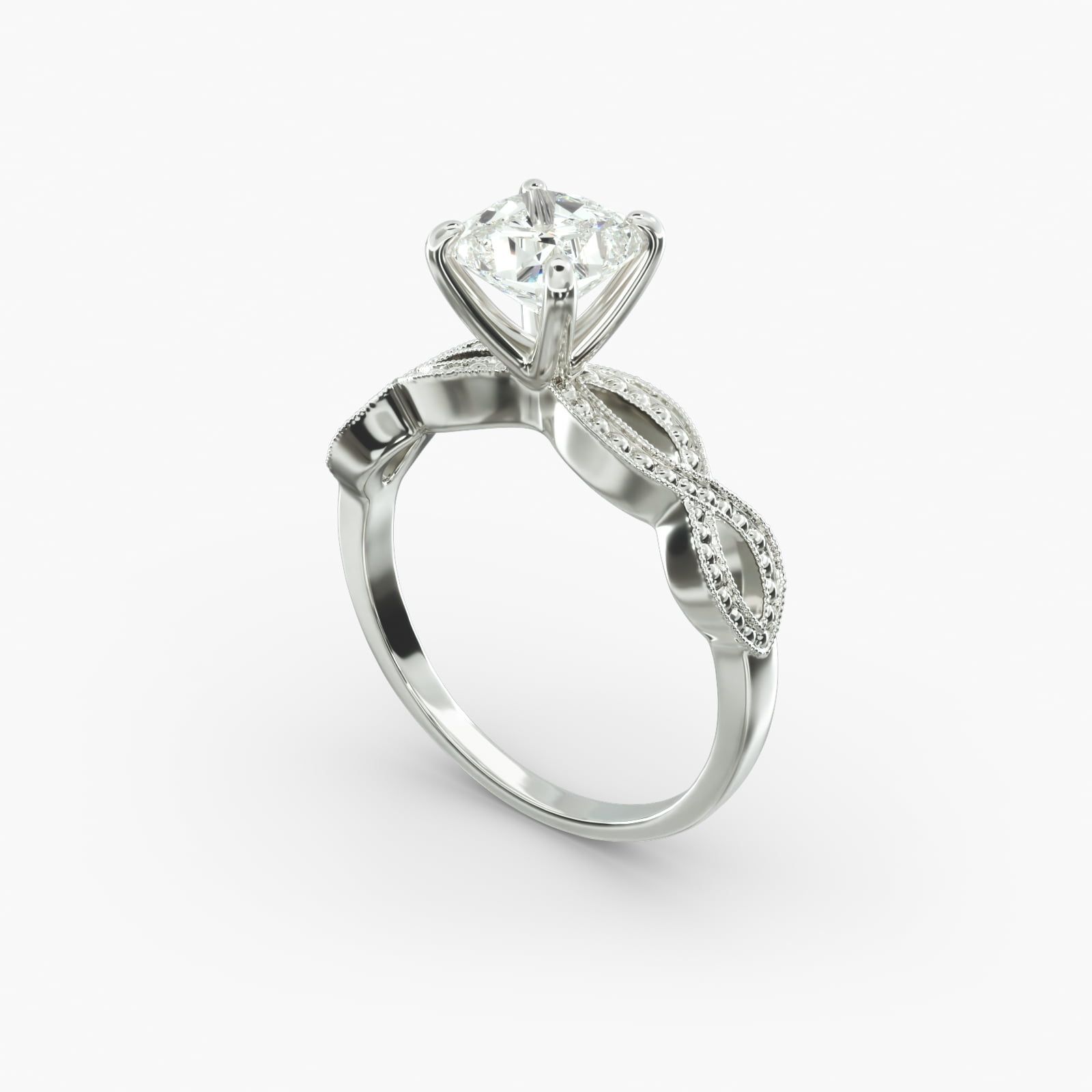 GIA 1.00 Carat G-VVS1 Cushion Cut Diamond Vintage Infinity Engagement Ring