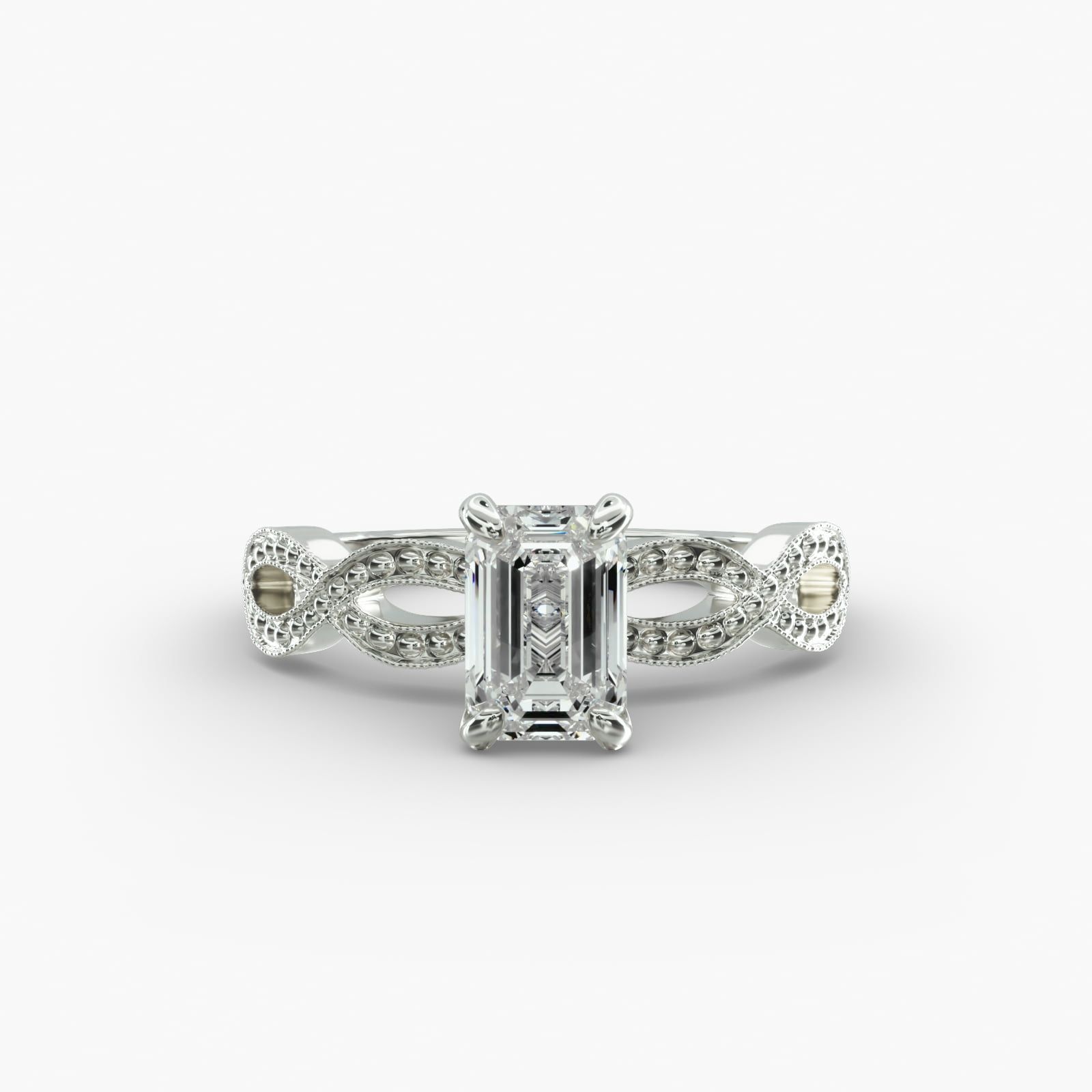GIA 1.01 Carat E-VVS2 Emerald Cut Diamond Vintage Infinity Engagement Ring