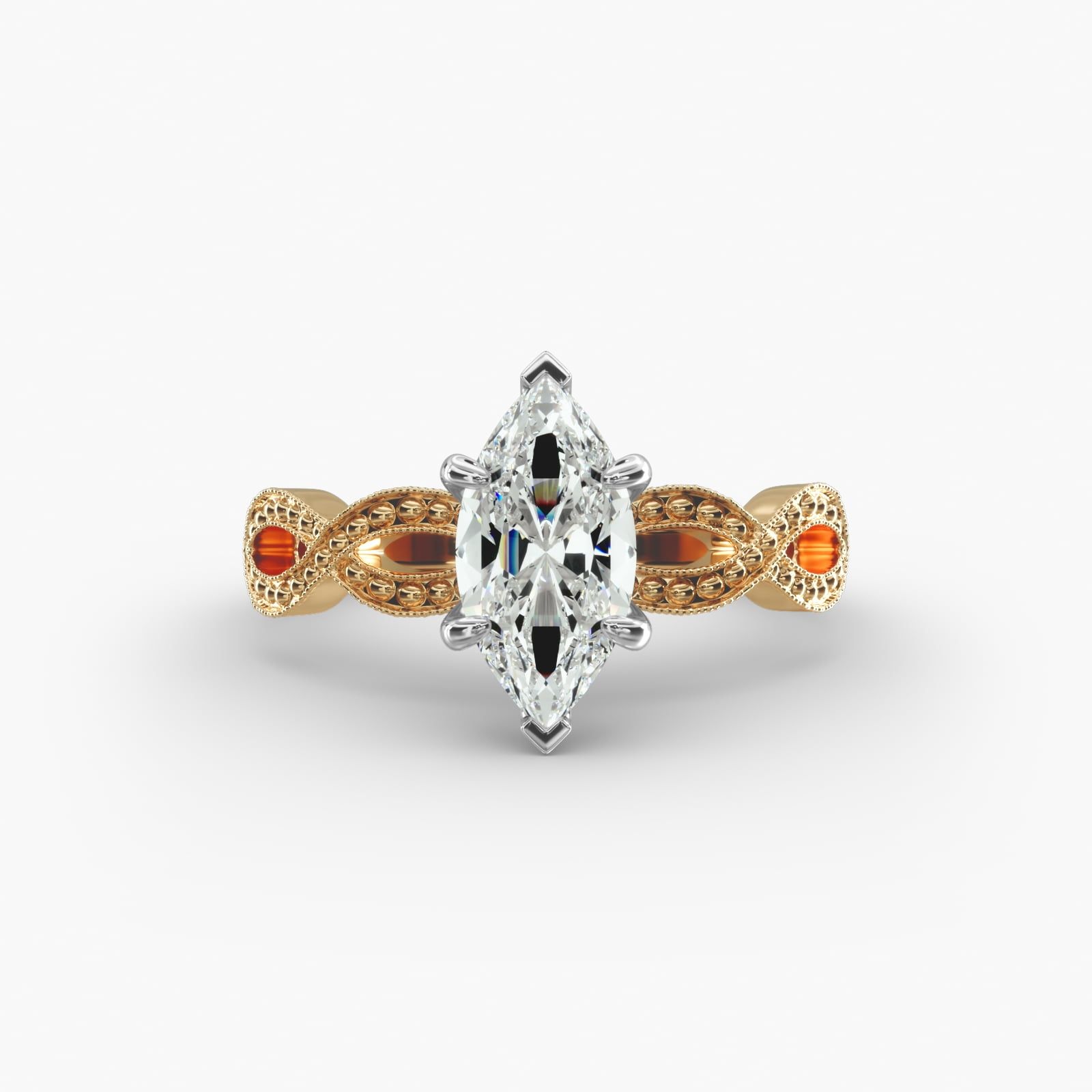 GIA 1.00 Carat F-VVS2 Marquise Cut Diamond Vintage Infinity Engagement Ring