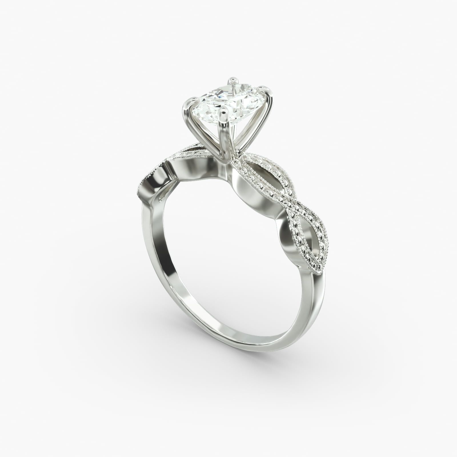 1.32 Carat Oval Natural Blue Sapphire Vintage Infinity Engagement Ring