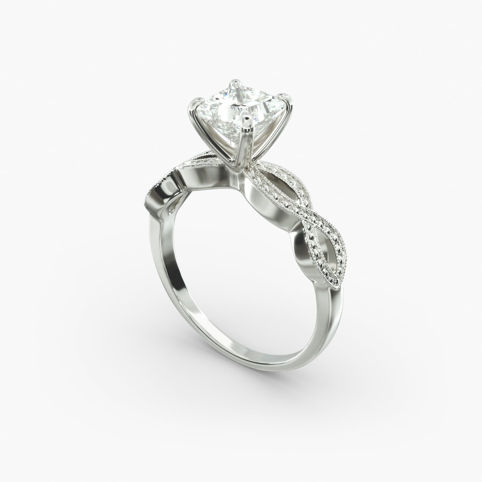 GIA 0.75 Carat J-VS2 Princess Cut Diamond Vintage Infinity Engagement Ring