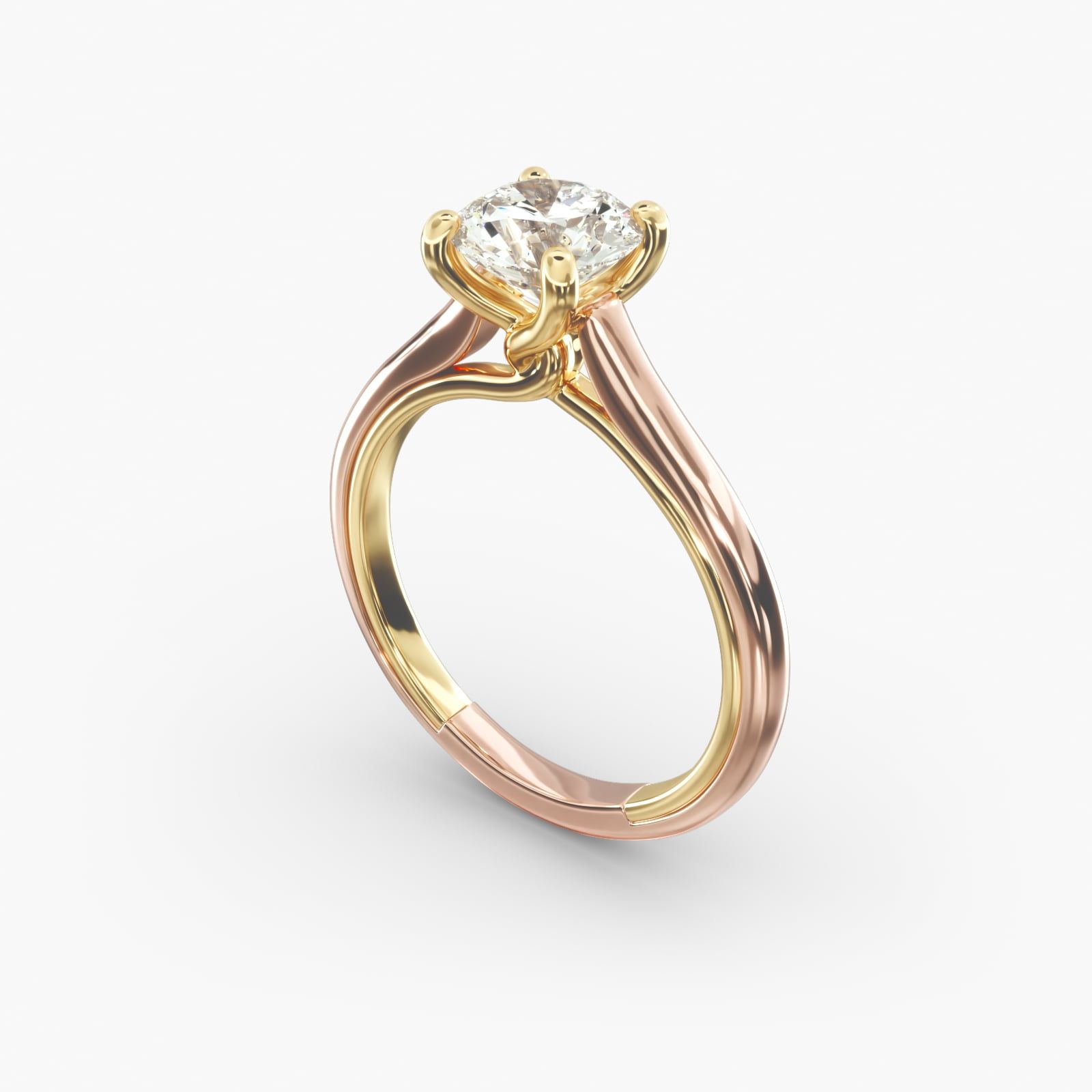 9ct Two Tone Gold Diamond Solitaire Ring Prouds