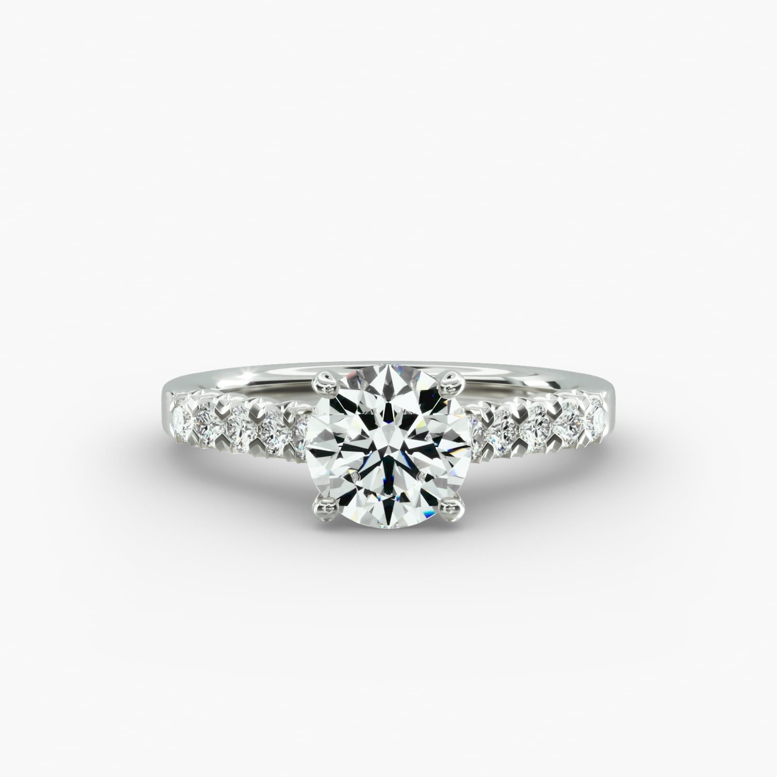 14K White Gold Fishtail Diamond Engagement Ring-18078w14