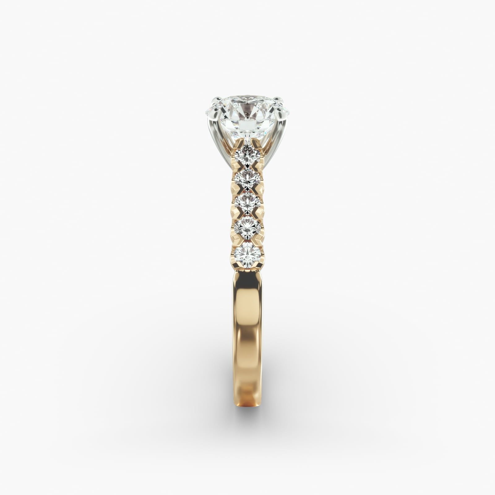 18K Yellow Gold Fishtail Diamond Engagement Ring-18078y