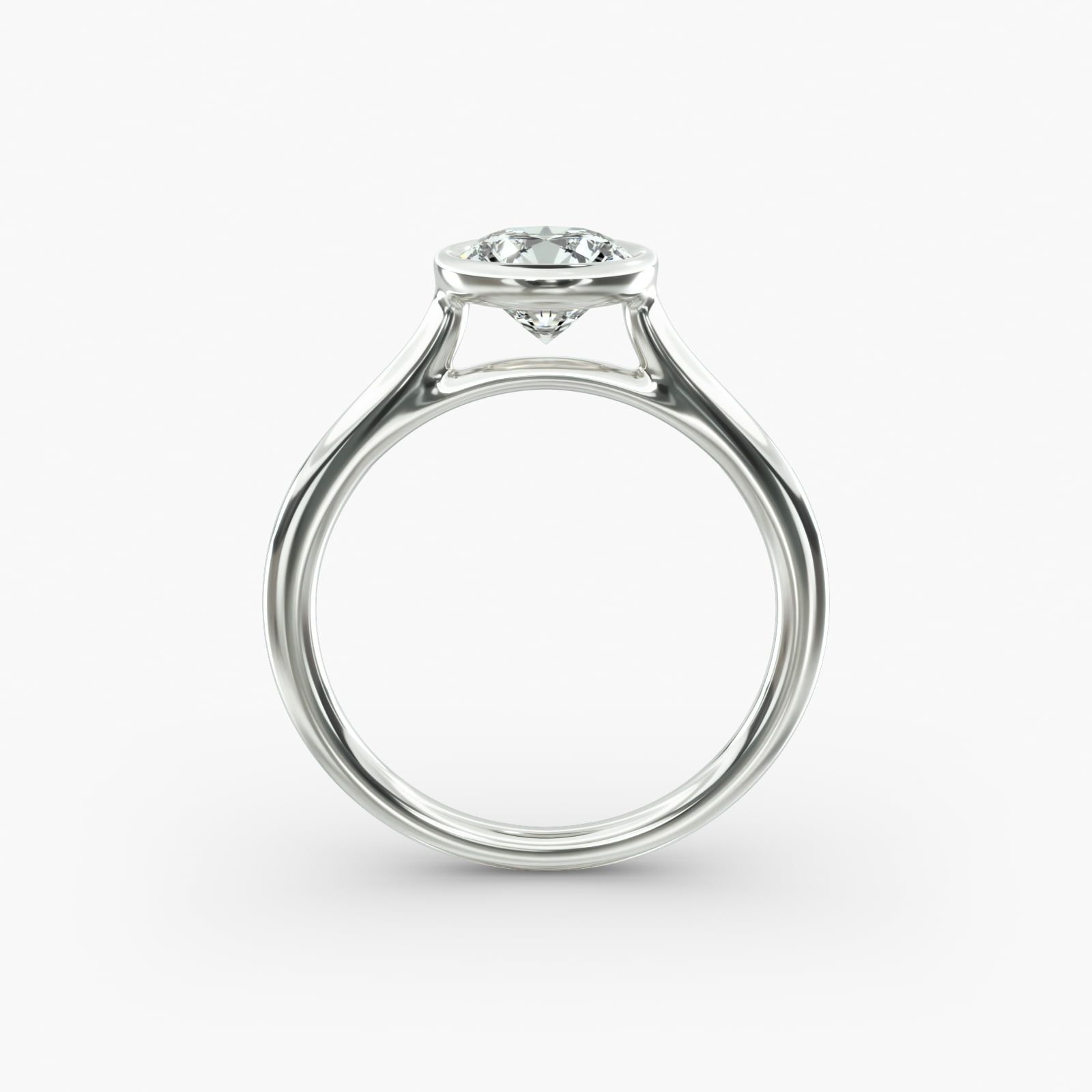 Platinum Comfort Fit Bezel Set Solitaire Engagement Ring-18083p