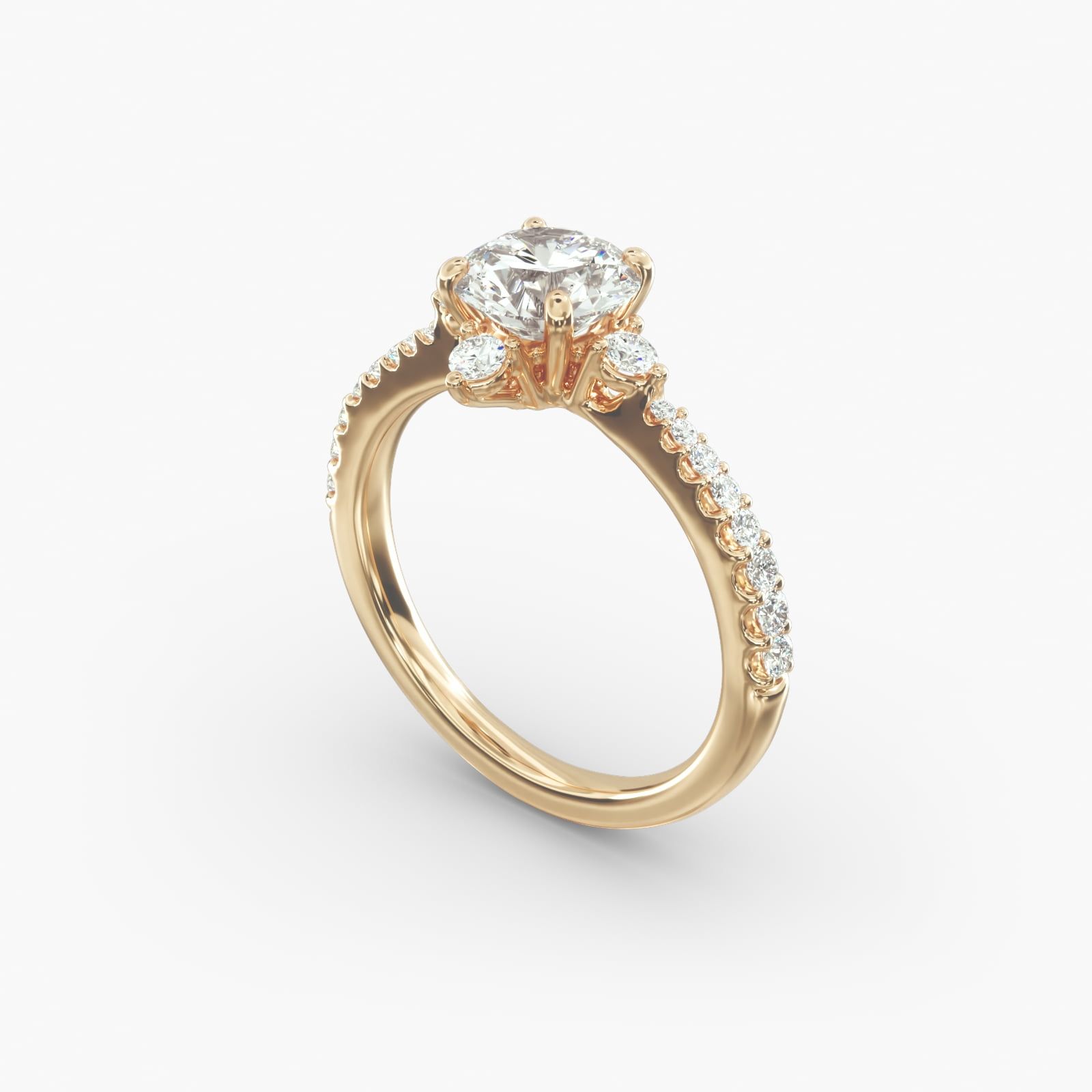 14K Yellow Gold Compass Point Diamond Accents Engagement Ring-18114y14