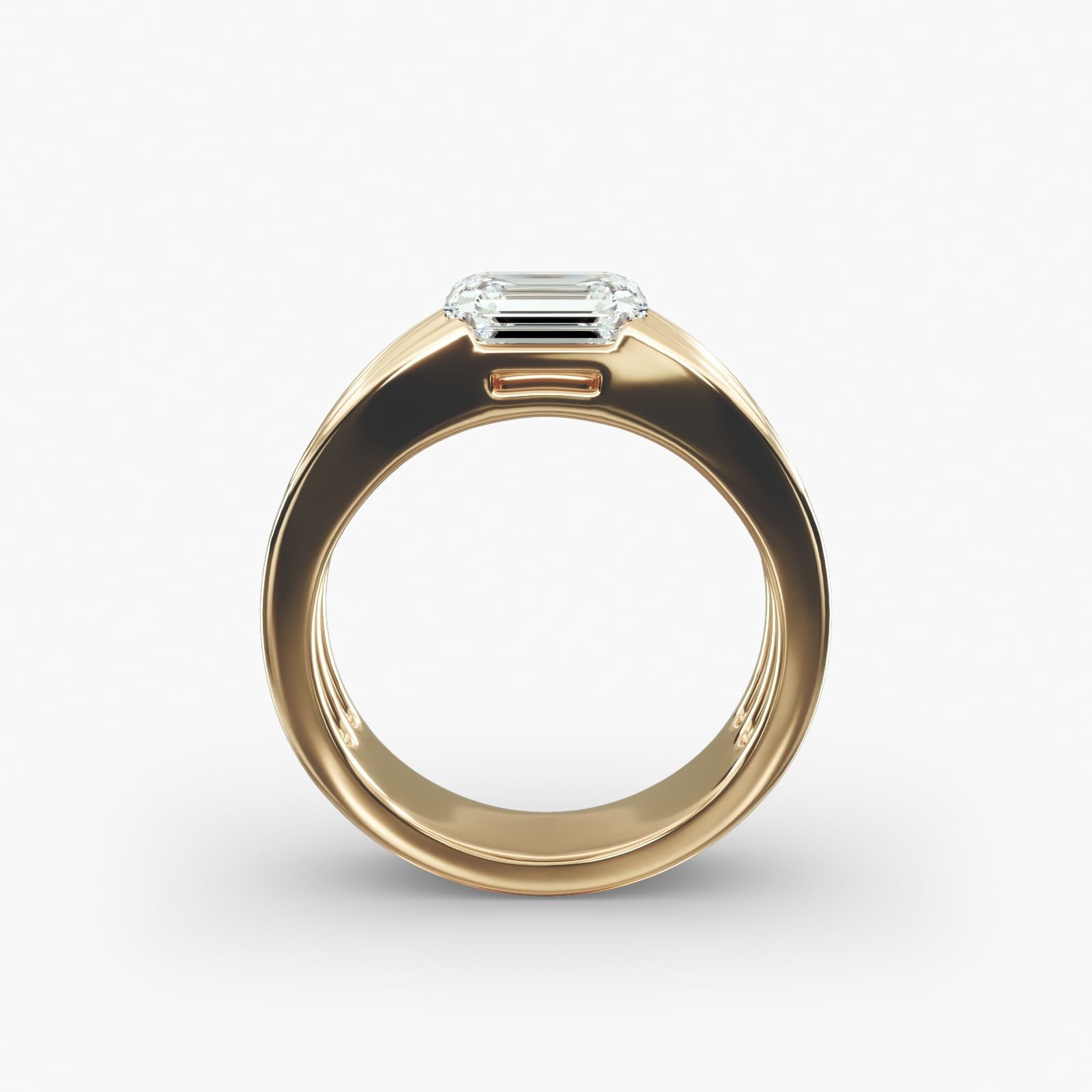 14K Yellow Gold Ridged Dome Solitaire Engagement Ring-18129y14