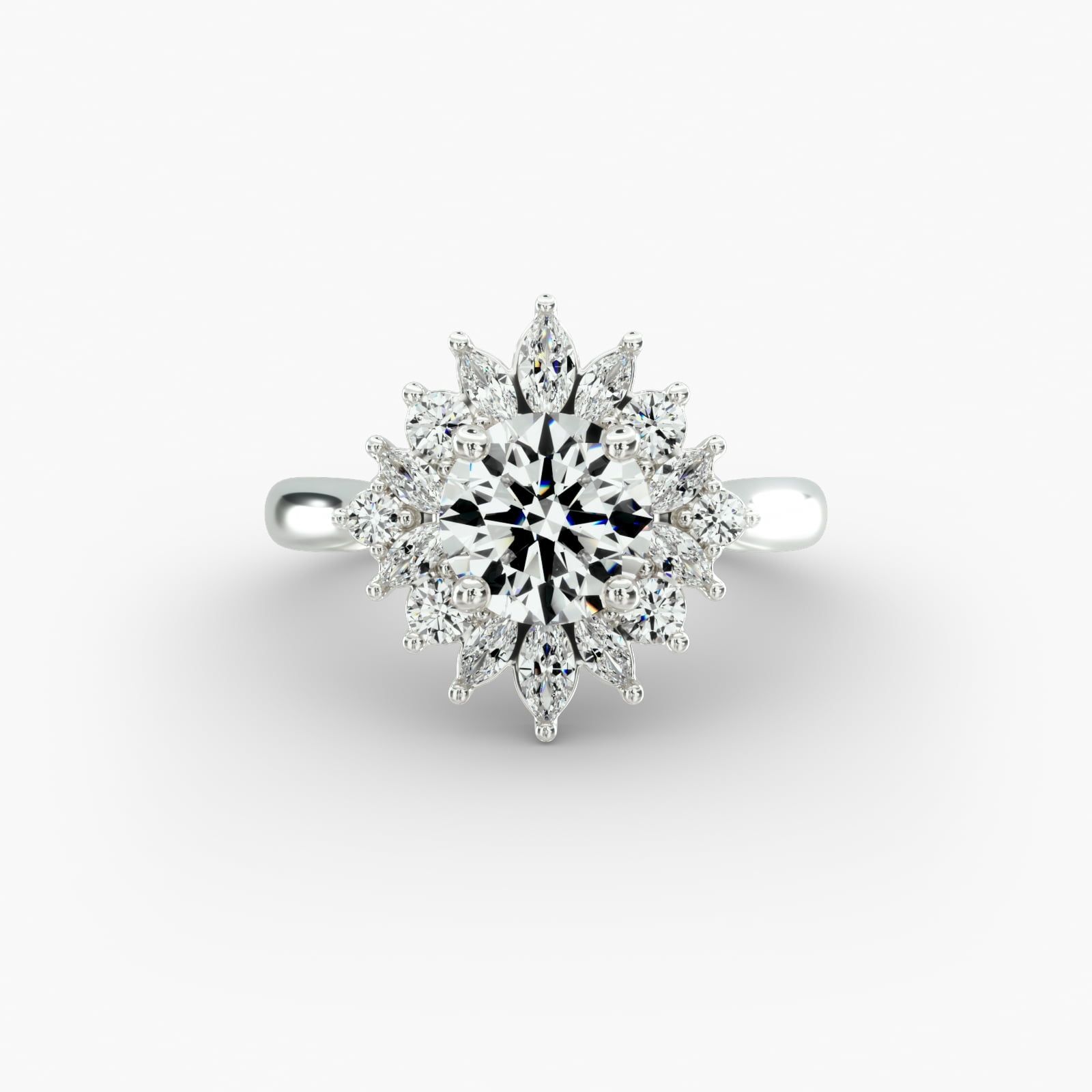 Platinum Starburst Halo Engagement Ring-18132p