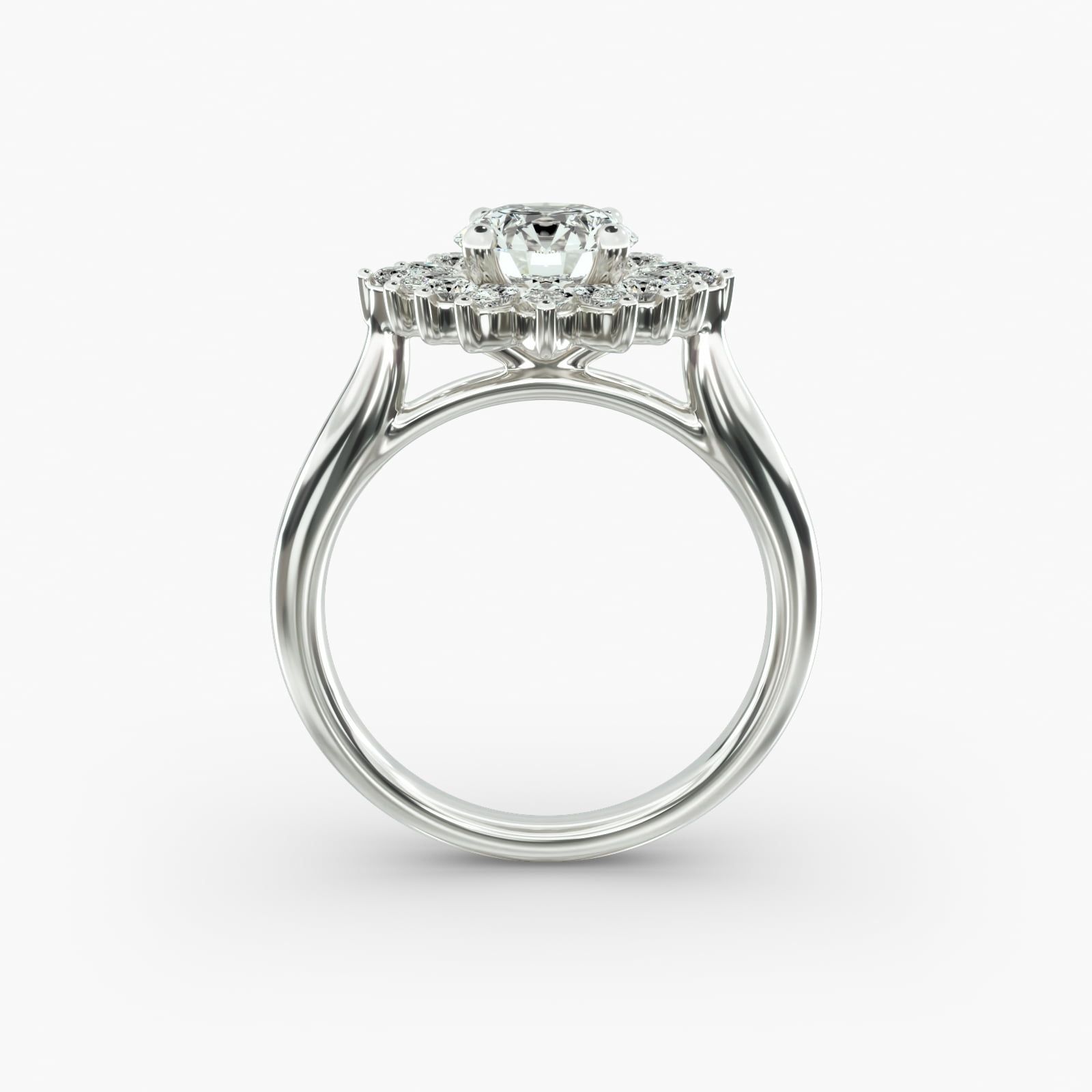 Platinum Starburst Halo Engagement Ring-18132p