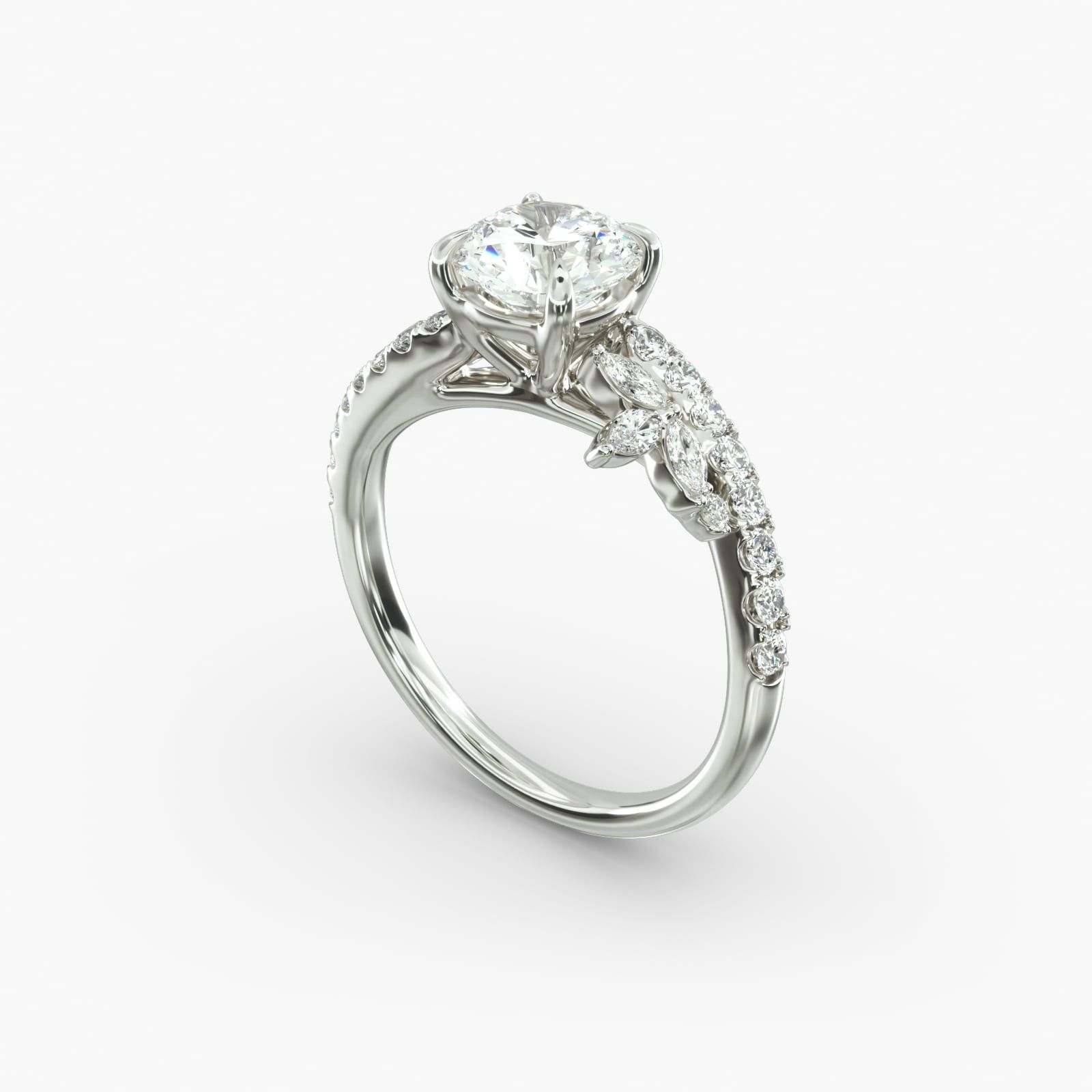 Platinum Swirled Diamond Accent Engagement Ring-18136p