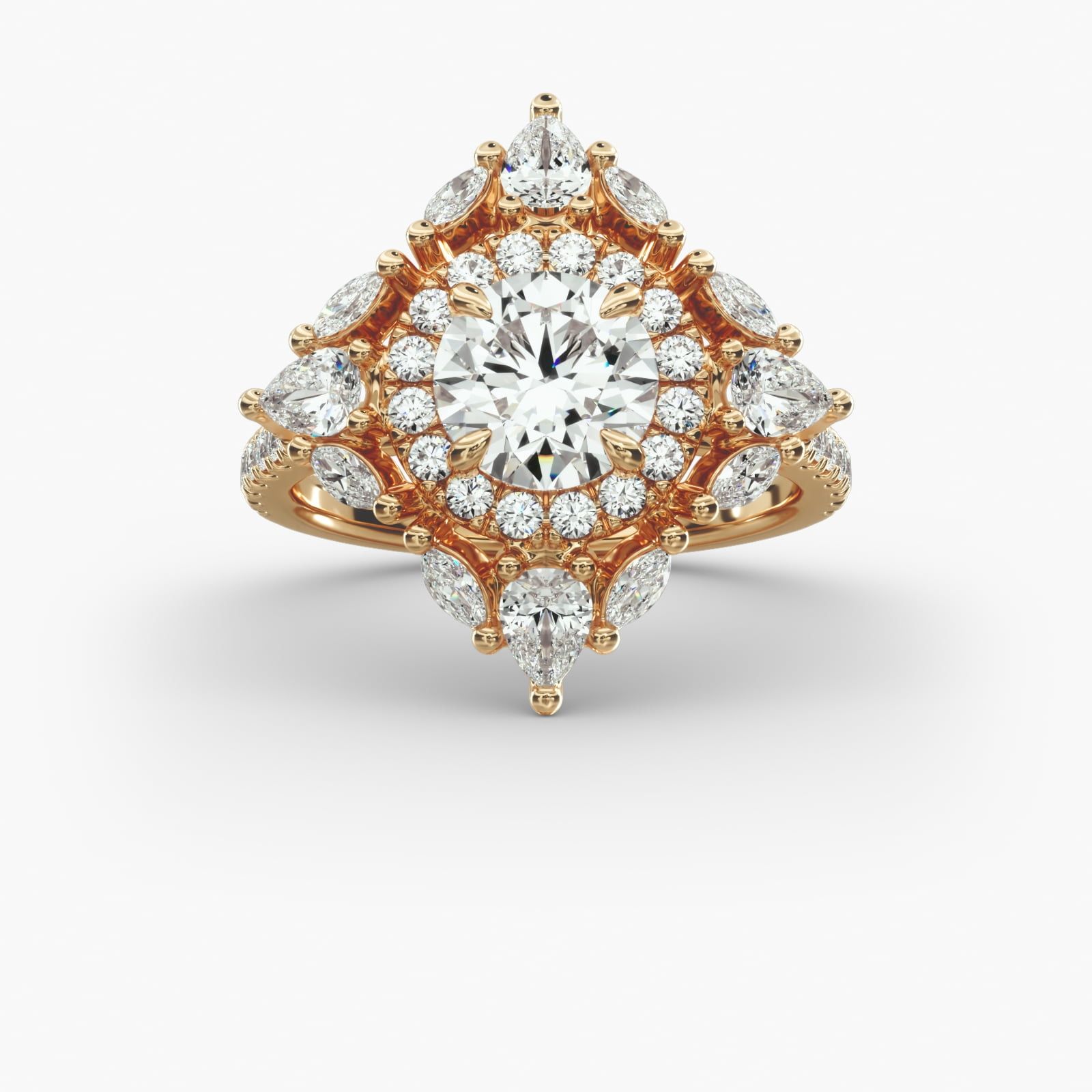 18K Yellow Gold Empress Diamond Engagement Ring-18144y