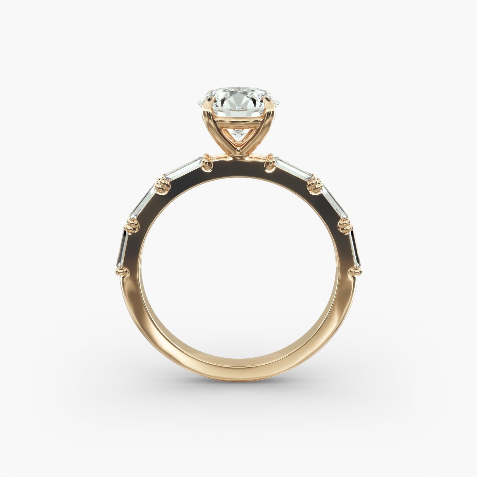 14K Yellow Gold Floating Diamond Line Engagement Ring-18147y14