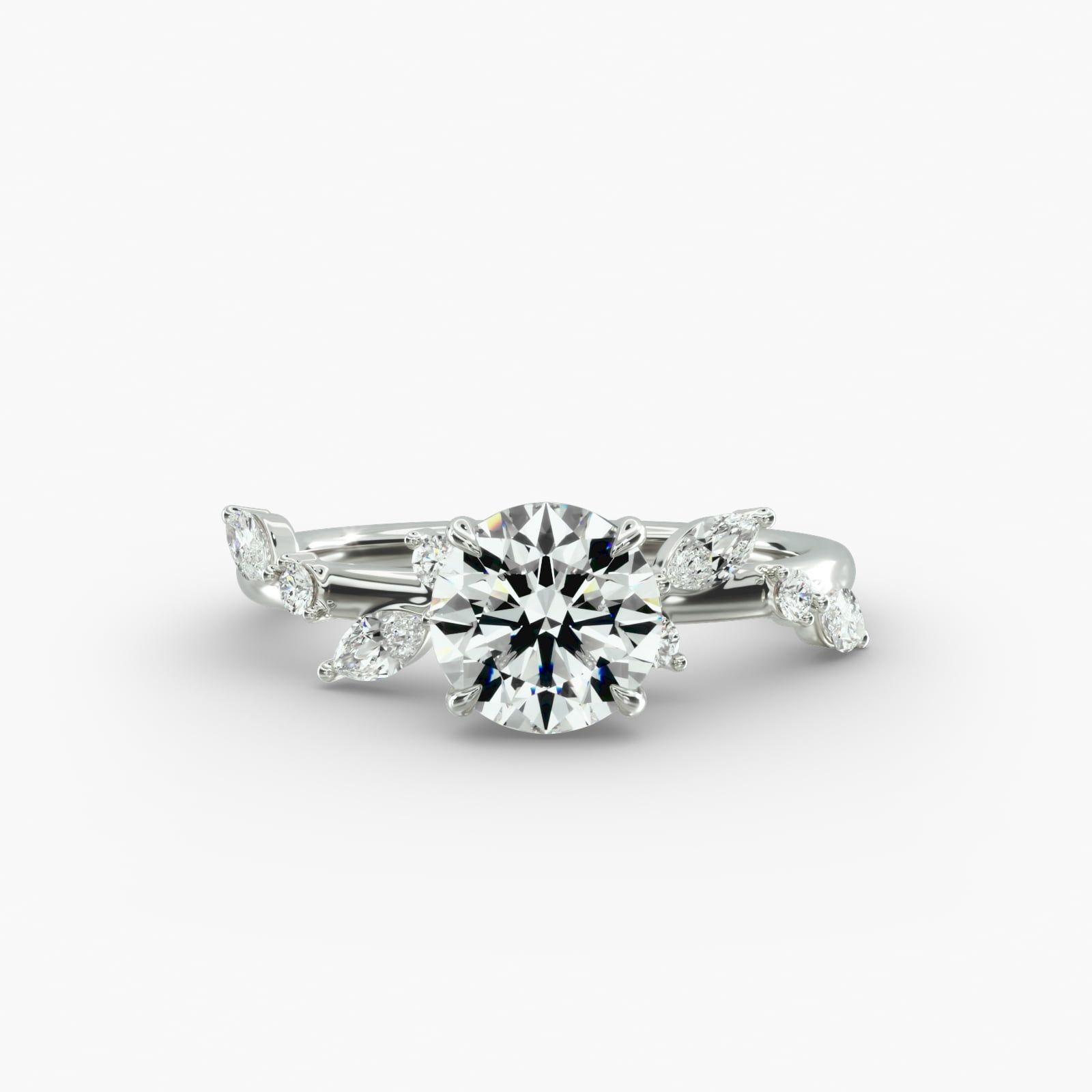 14K White Gold Diamond Whisper Engagement Ring-18149w14