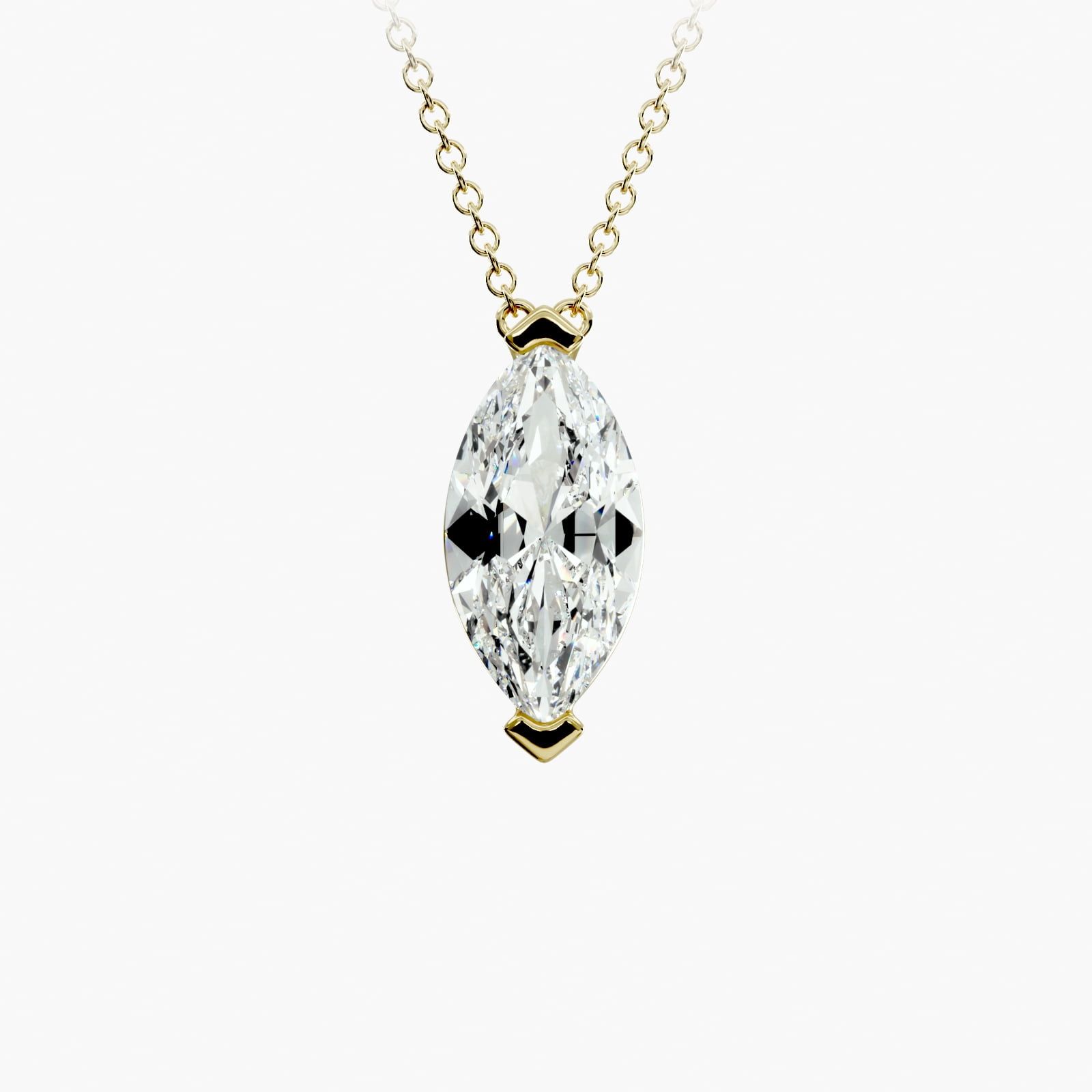 14K Yellow Gold Marquise Cut Diamond Solitaire Pendant Mounting