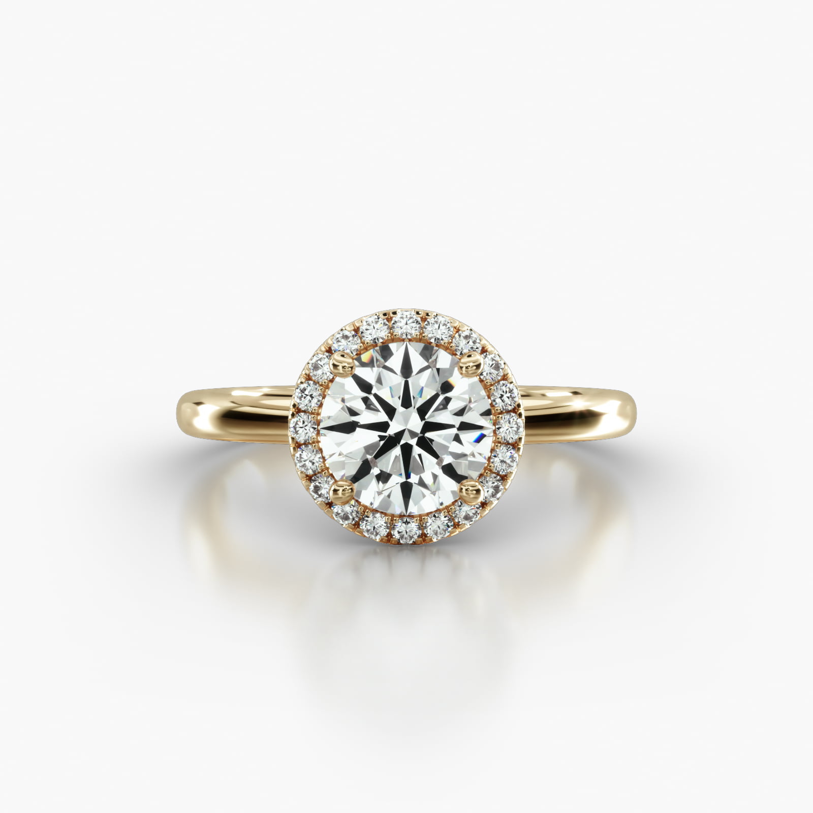Solitaire Engagement Ring Embellished With a Single Row Pavé Halo Head ...