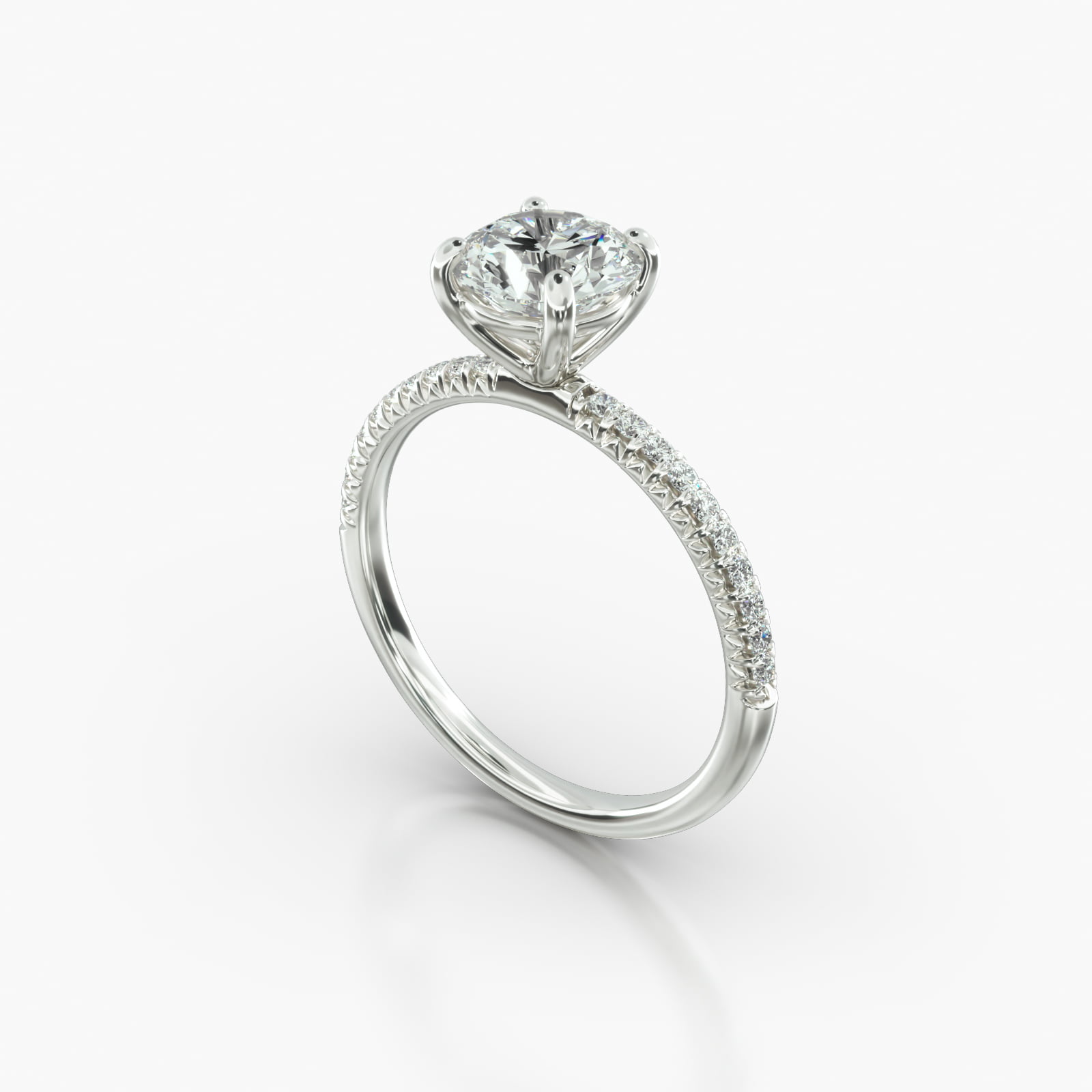 Petite French Pavé Engagement Ring Embellished With a Classic Basket ...