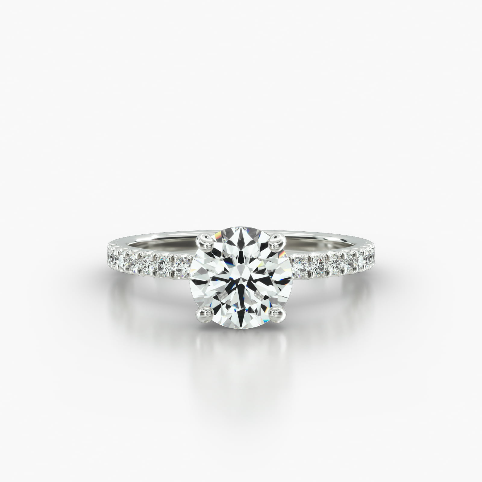 Petite U Shaped Pavé Engagement Ring Embellished With a Four Prong ...