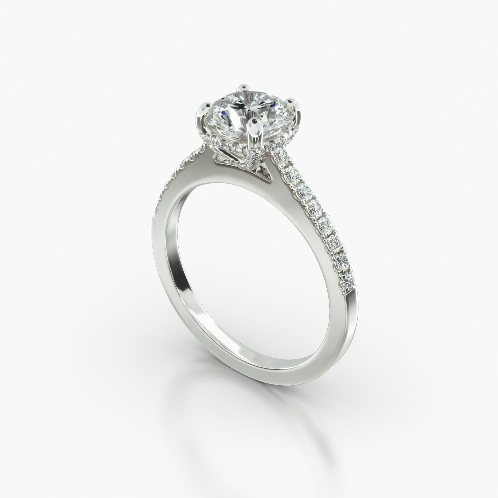 Cathedral Petite Pavé Engagement Ring Embellished With a Classic Pavé ...
