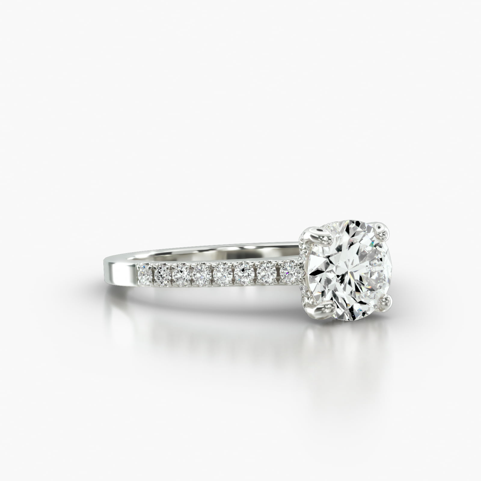 Cathedral Petite Pavé Engagement Ring Embellished With a Classic Pavé ...
