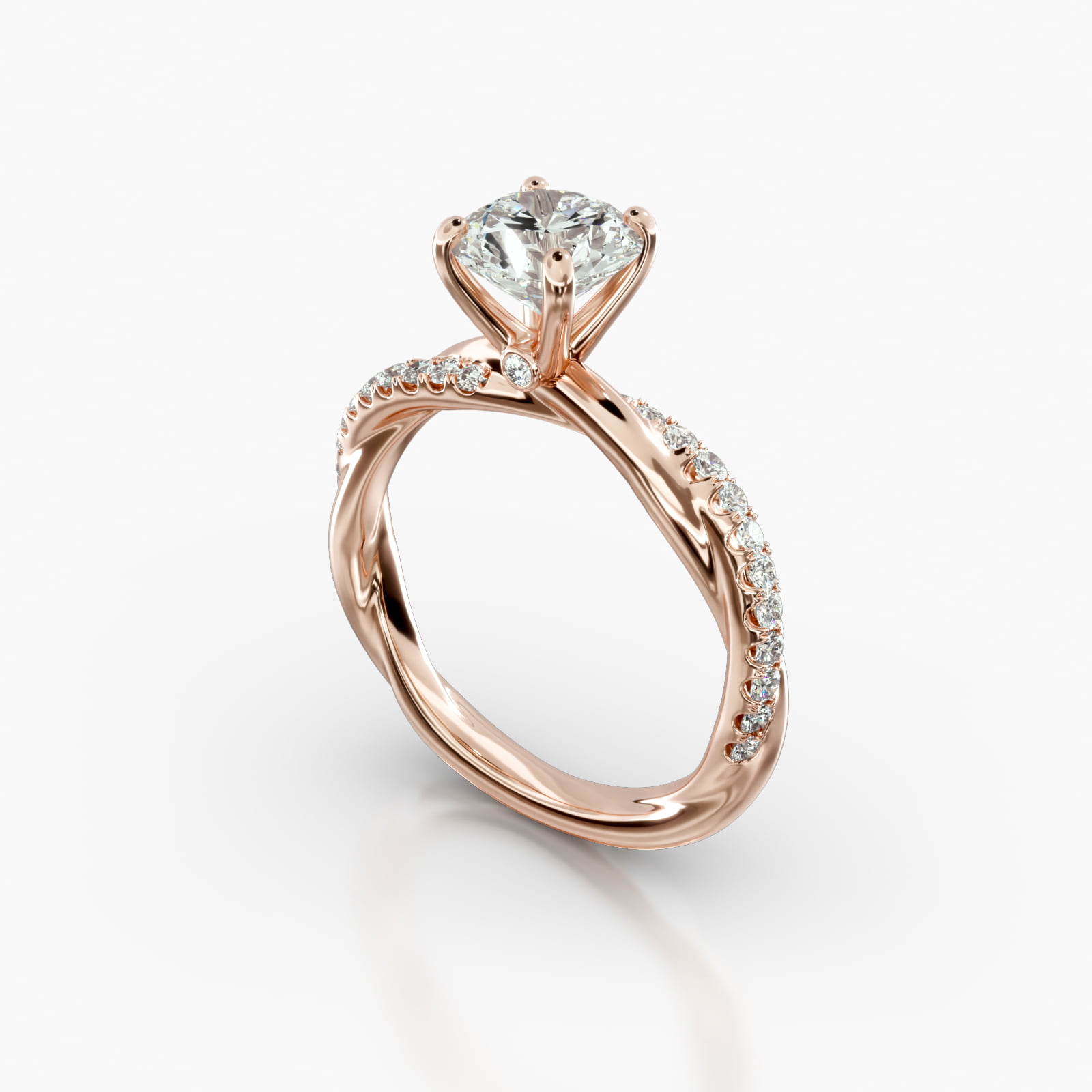 Rope Pavé Engagement Ring Embellished With a Four Prong Signature Head ...