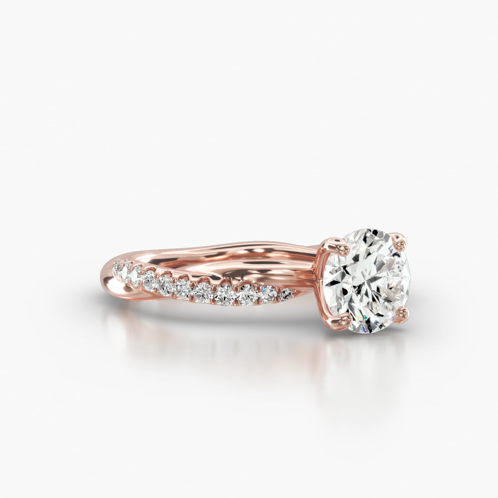 Rope Pavé Engagement Ring Embellished With a Four Prong Signature Head ...
