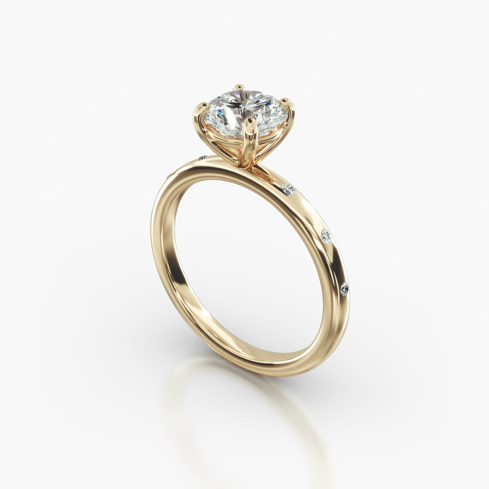 Sleek Accent Diamond Engagement Ring Embellished With a Classic Basket ...