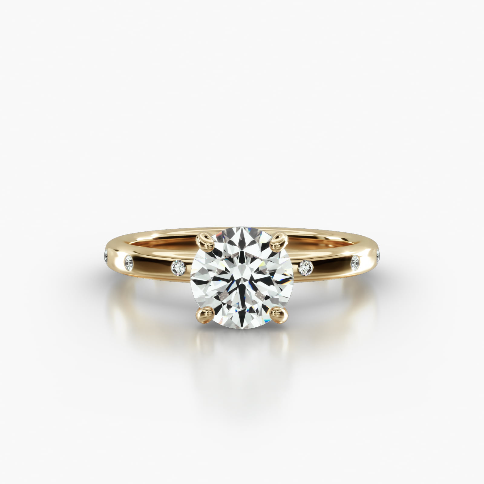 Sleek Accent Diamond Engagement Ring Embellished With a Classic Basket ...