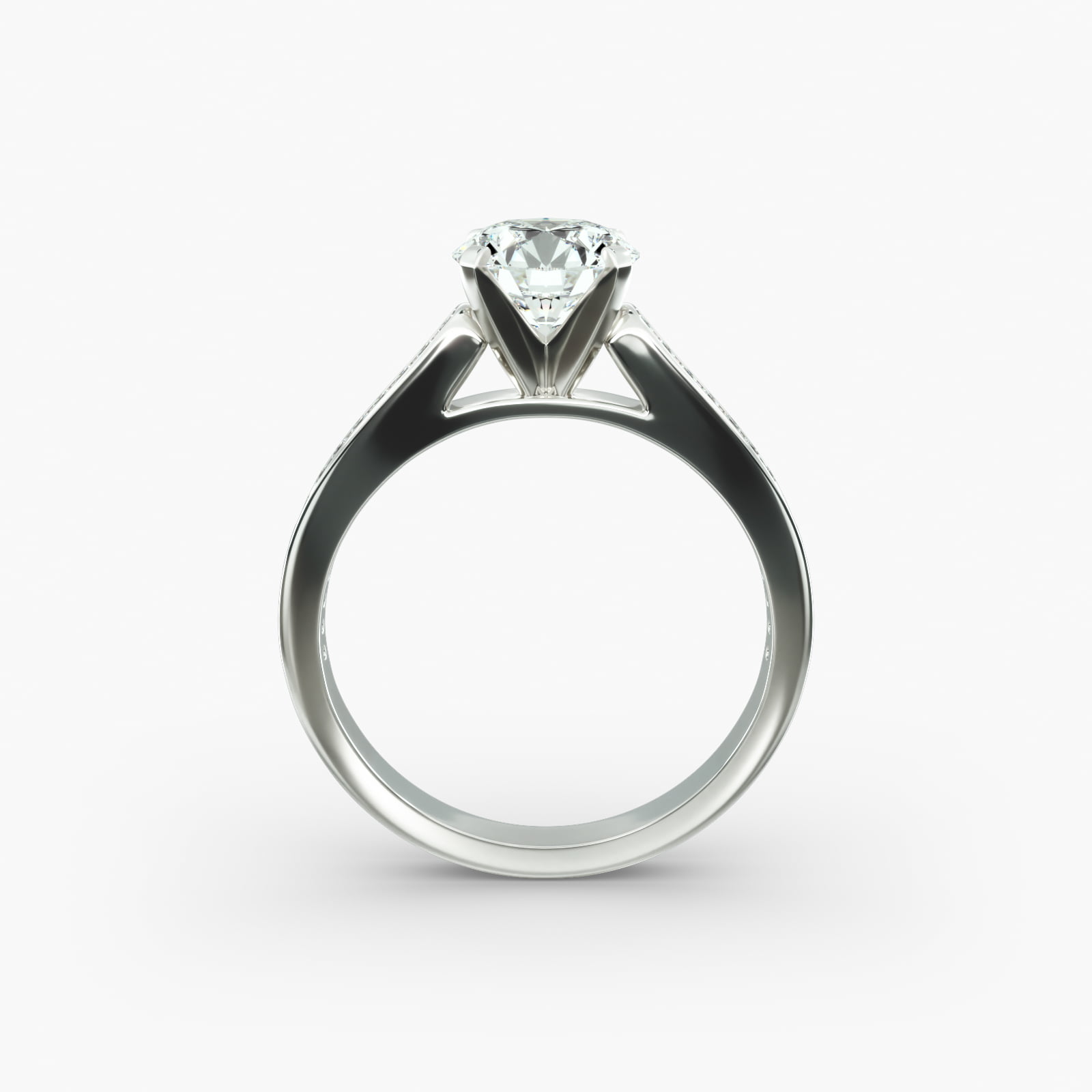 Platinum Thin Channel Set Round Shaped Diamond Engagement Ring-11103p