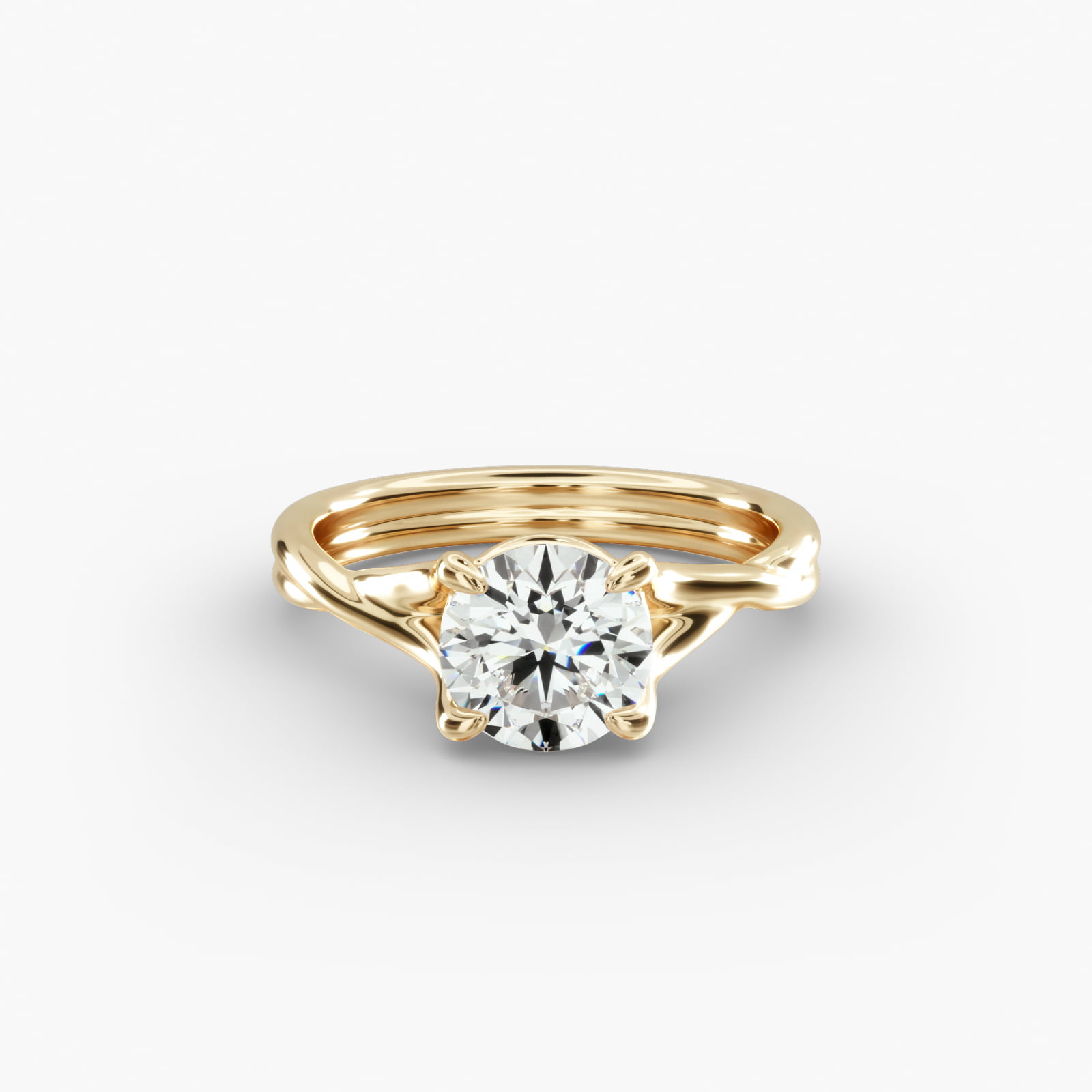 14K Yellow Gold Twisted Shank Contemporary Solitaire-11191y14