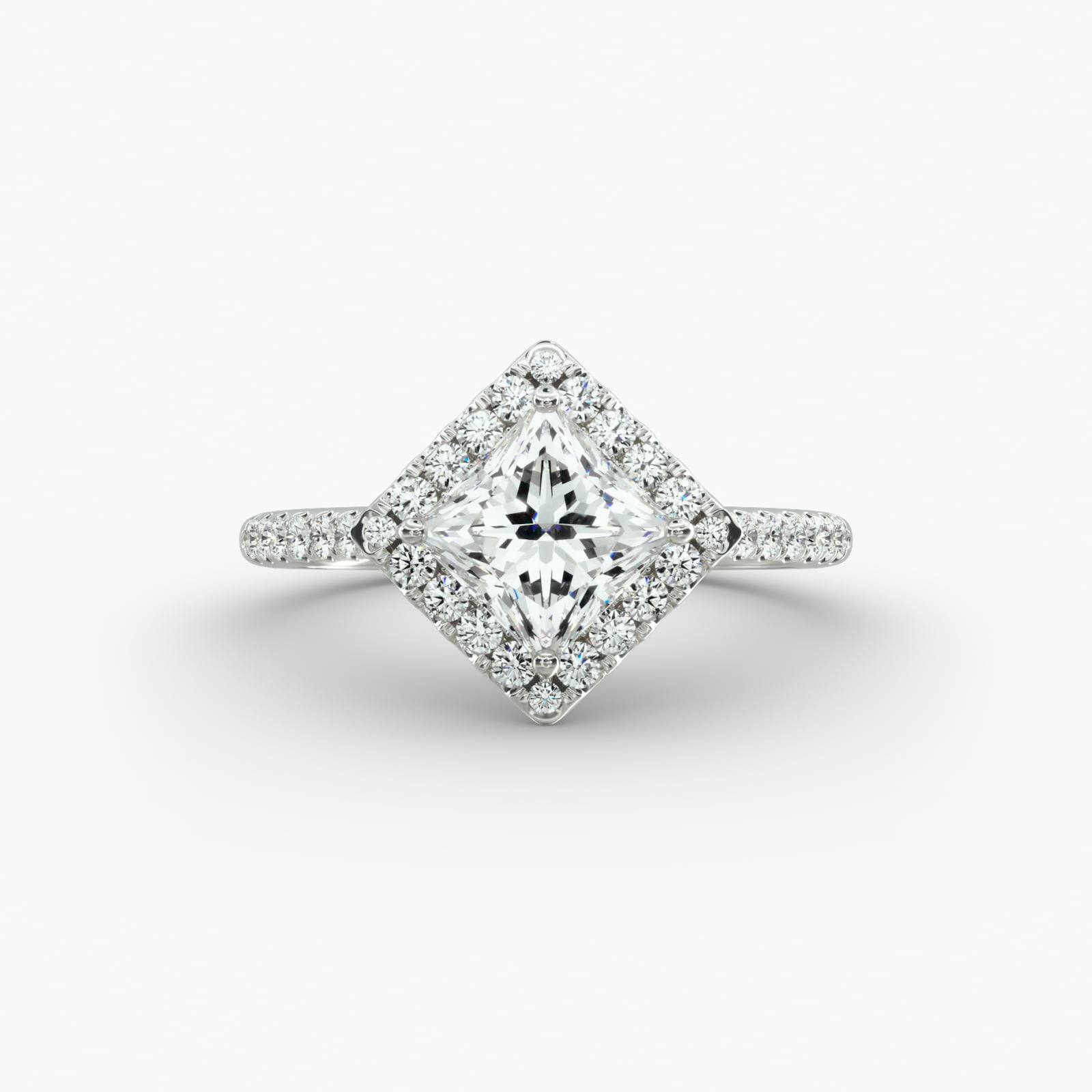 IGI 1.28 Carat I-VS2 Very Good Cut Princess Diamond Kite Set Halo ...